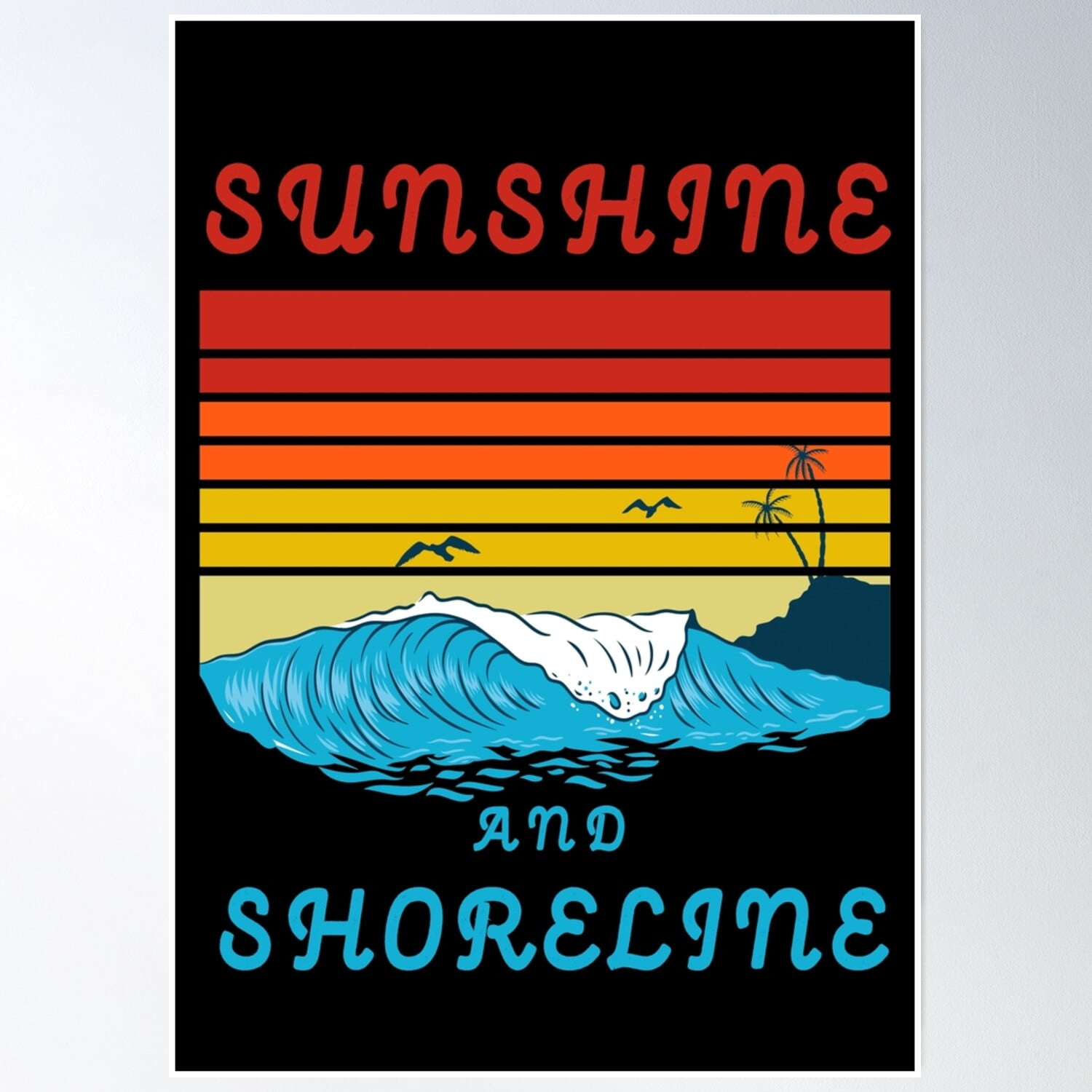Modroom Sunshine And Shoreline It Is Summer Black Poster Wall Art ...