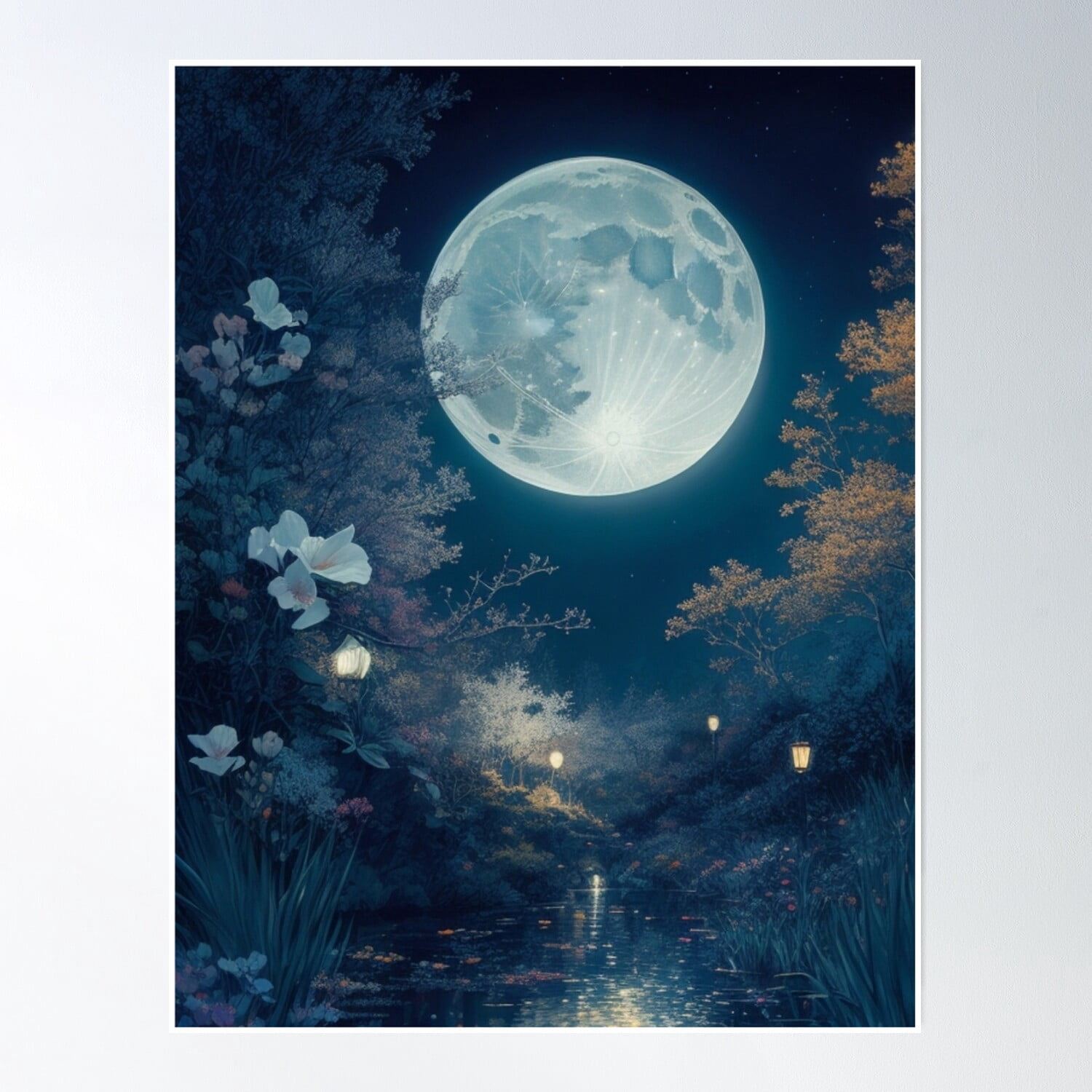 Modroom Super Moon Artwork Poster Wall Art, Modern Wall Decor, 12x18 ...