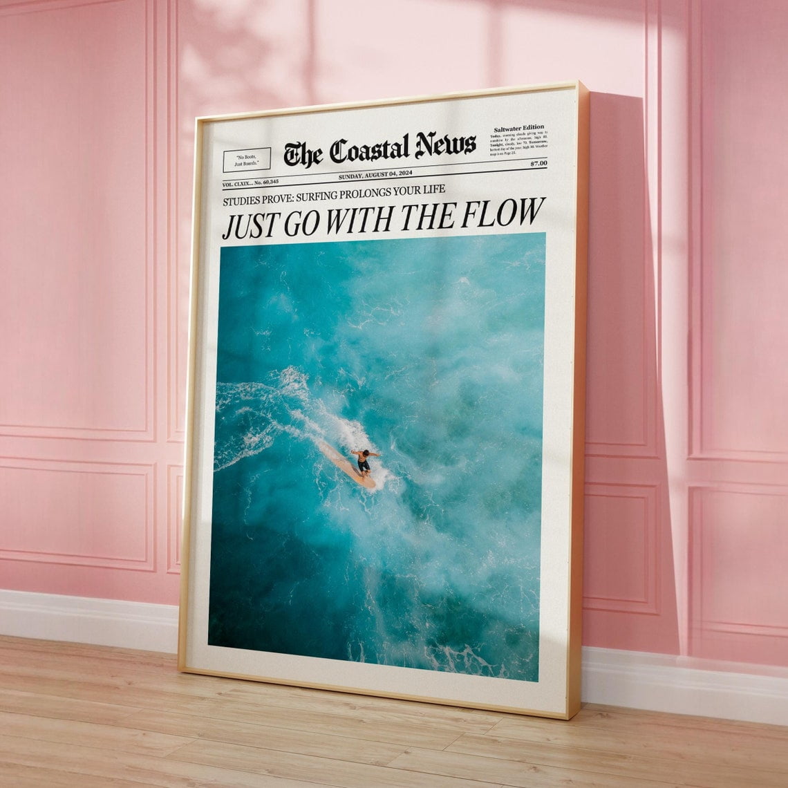 Modroom Surf Magazine Cover Trendy Coastal Newspaper Print Surfer ...