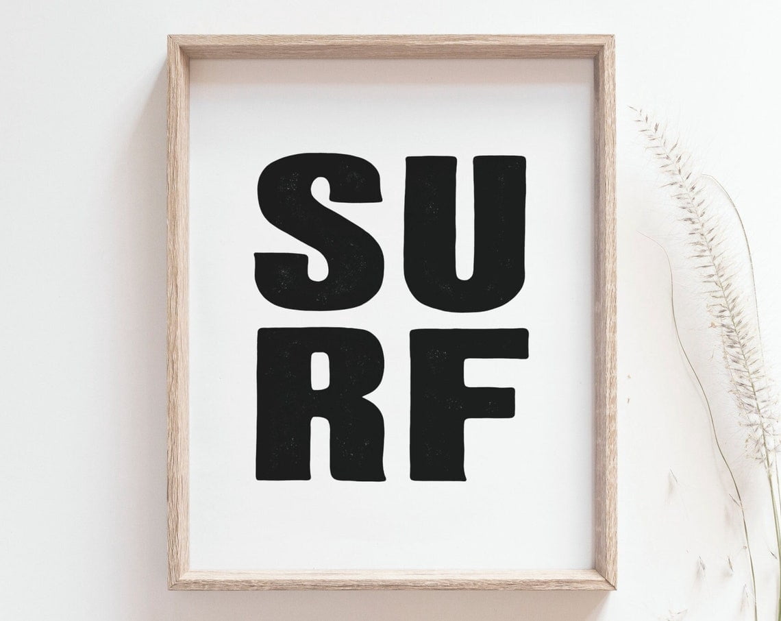 Modroom Surf Print - Minimalist Surf Poster, Simple Surf Art Quote ...