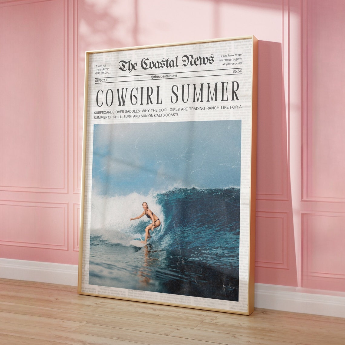 Modroom Surf Wall Art Coastal Cowgirl Print Trendy Newspaper Wall Art ...