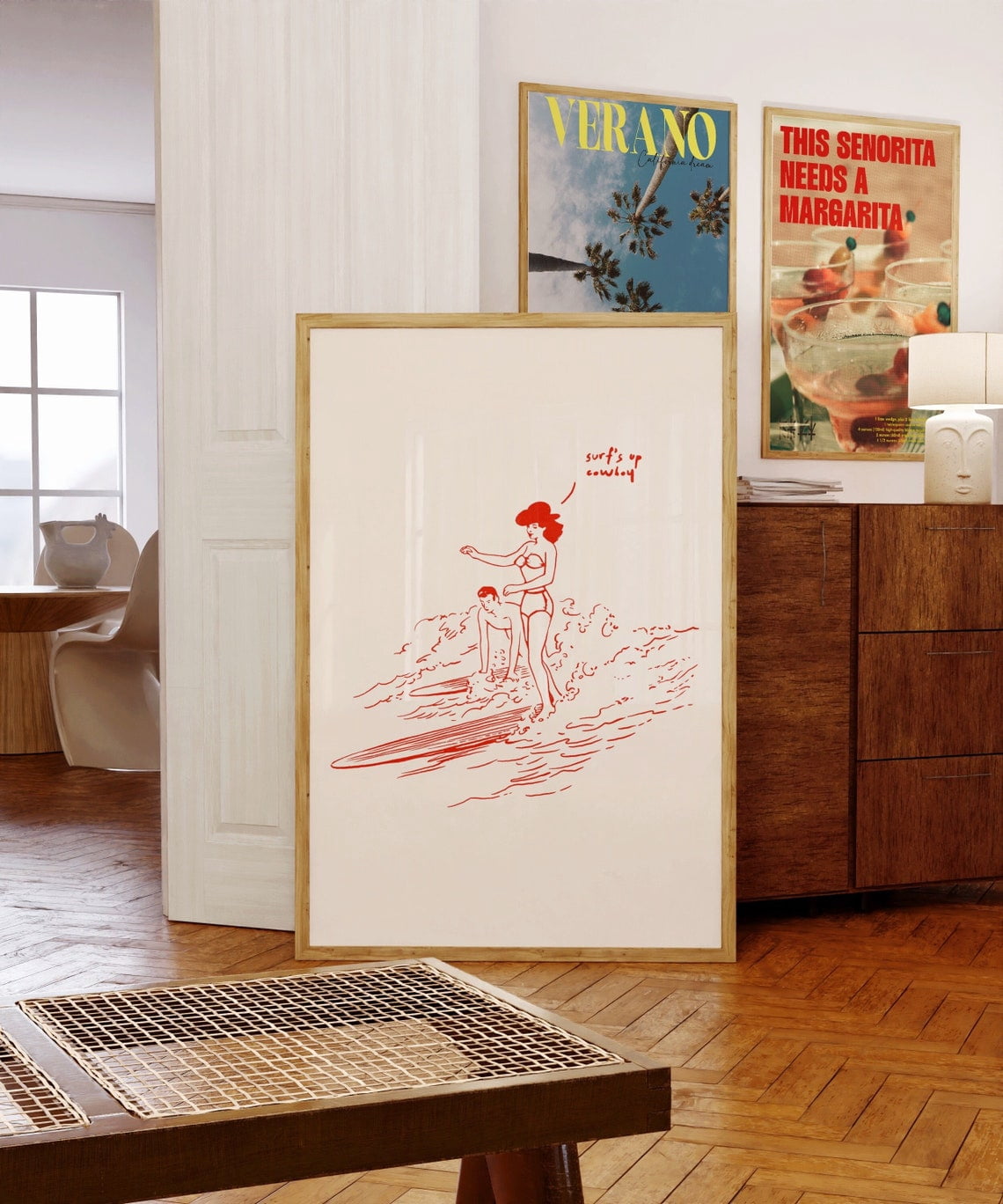 Modroom Surf Up Wall Art Vintage Western, Surfing Poster Vintage Cowboy ...