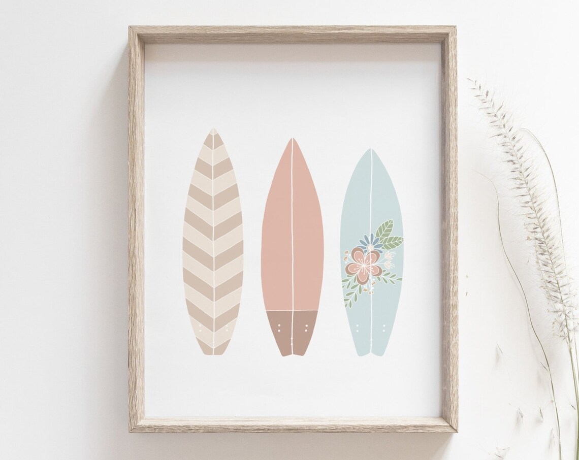 Modroom Surfboard Print - Pastel Color Poster, Beach House Decor ...