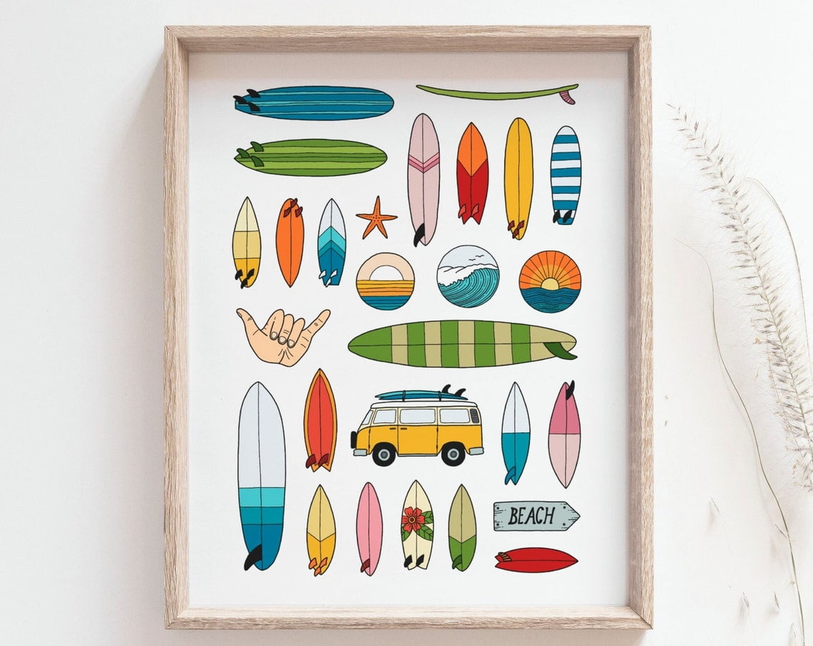 Modroom Surfboards Print - Vintage Colors Surf Art, Minimalist Surf ...
