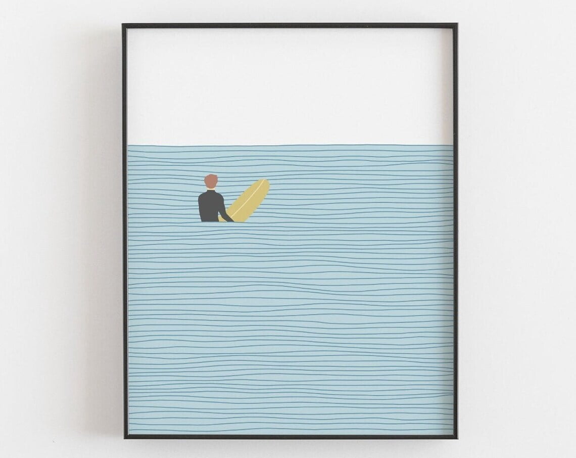 Modroom Surfer Boy Print, Surfer Waiting For The Perfect Wave Poster ...