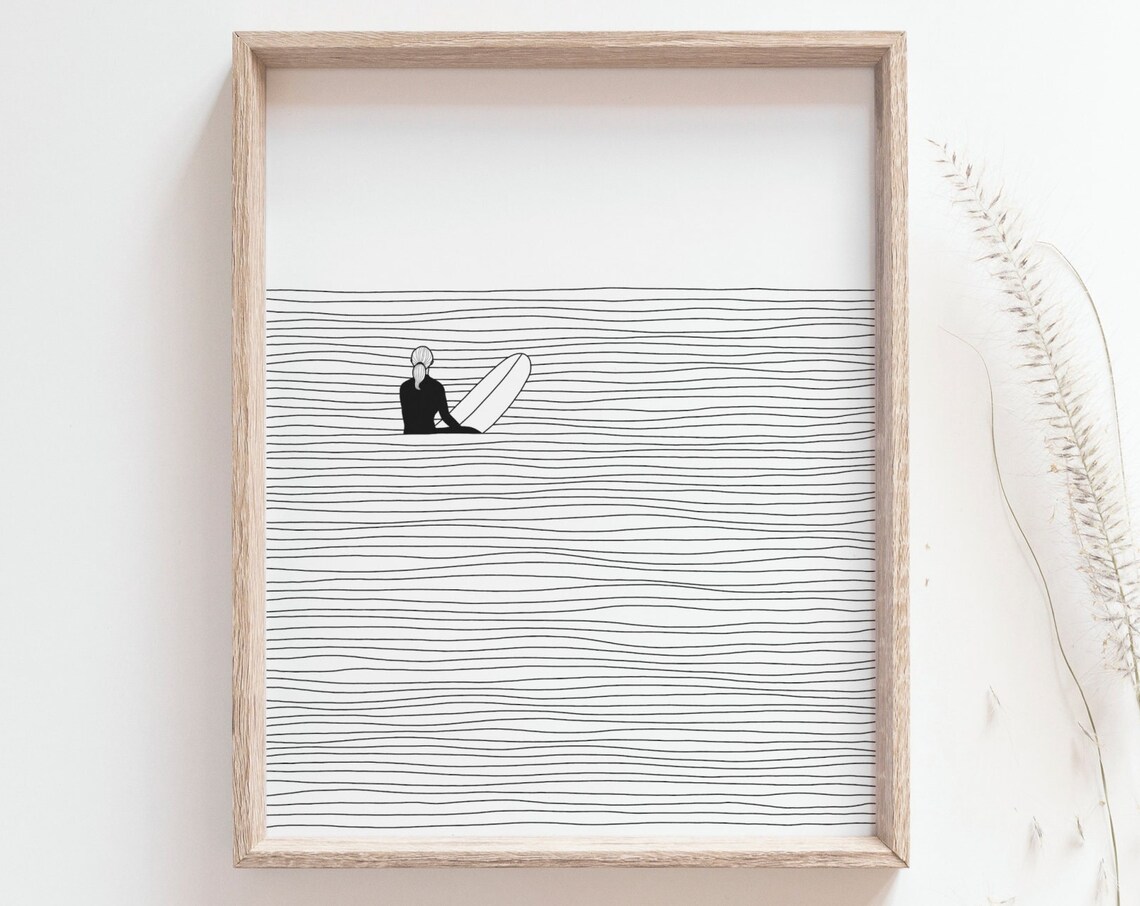 Modroom Surfer Girl Print, Surfer Waiting For The Perfect Wave Poster ...