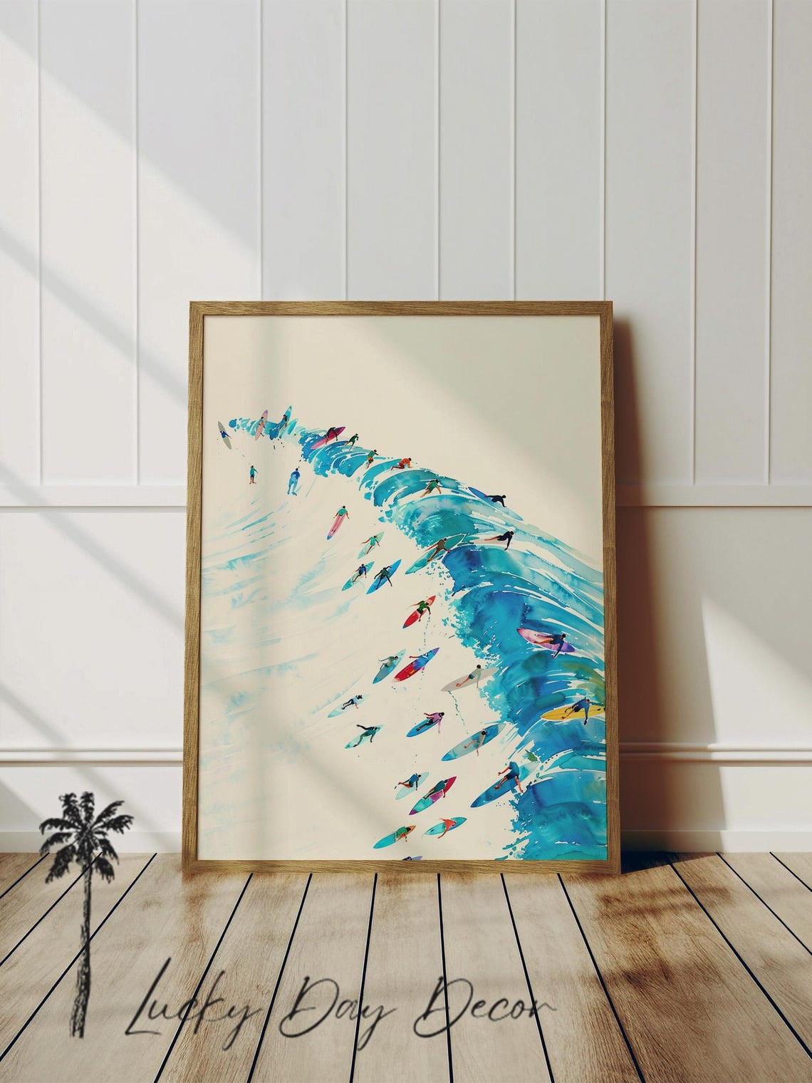 Modroom Surfer Macking Wave, Colorful Art, Vintage Retro Beach Art ...