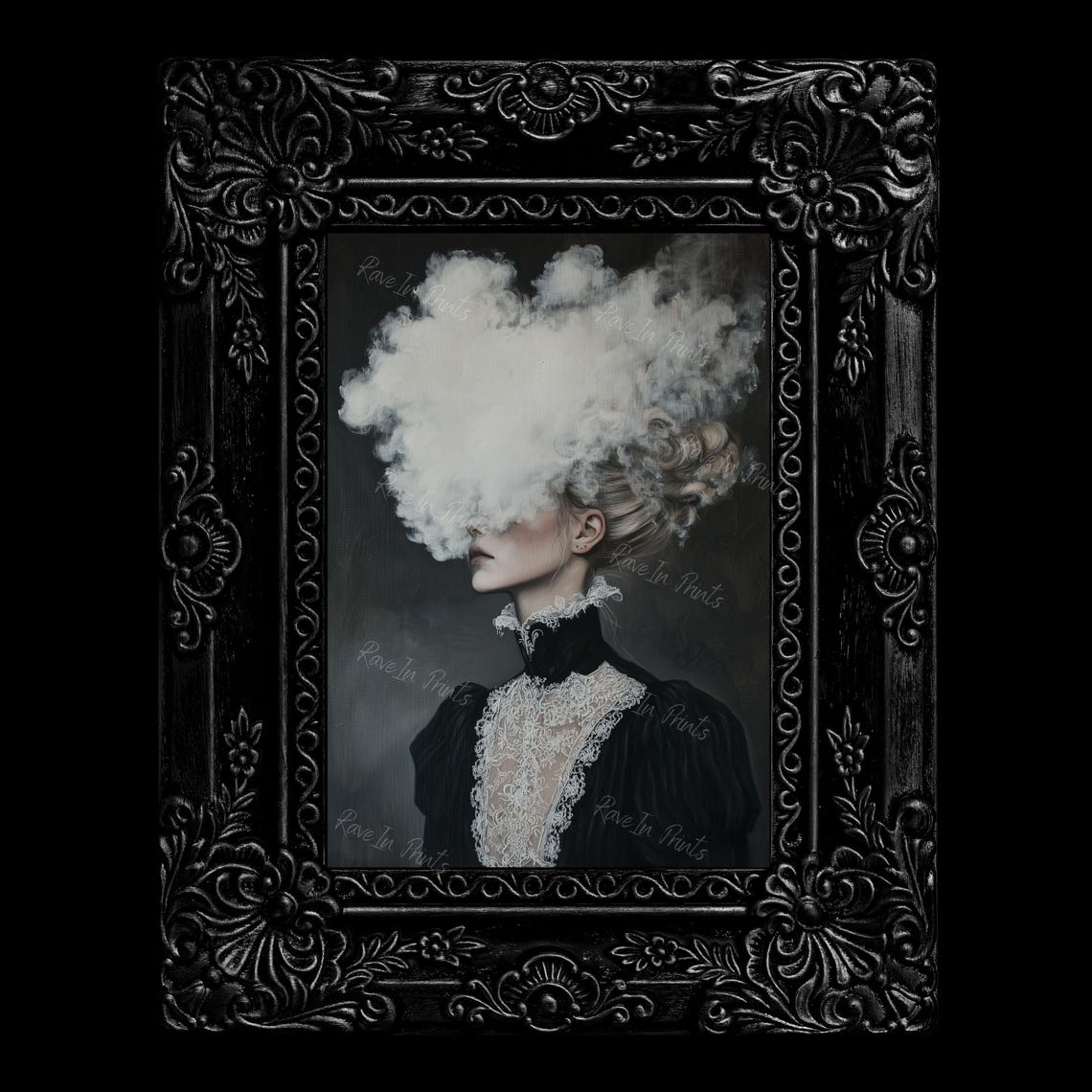 Modroom Surreal Woman Poster, Vintage Gothic Wall Art, Dark Academia ...