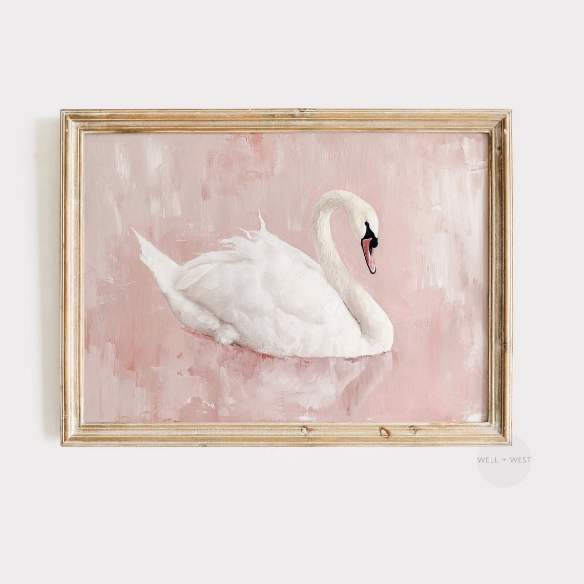 Modroom Swan Art, White Swan, Pastel Blush Pink Artwork, Coquette Girl ...