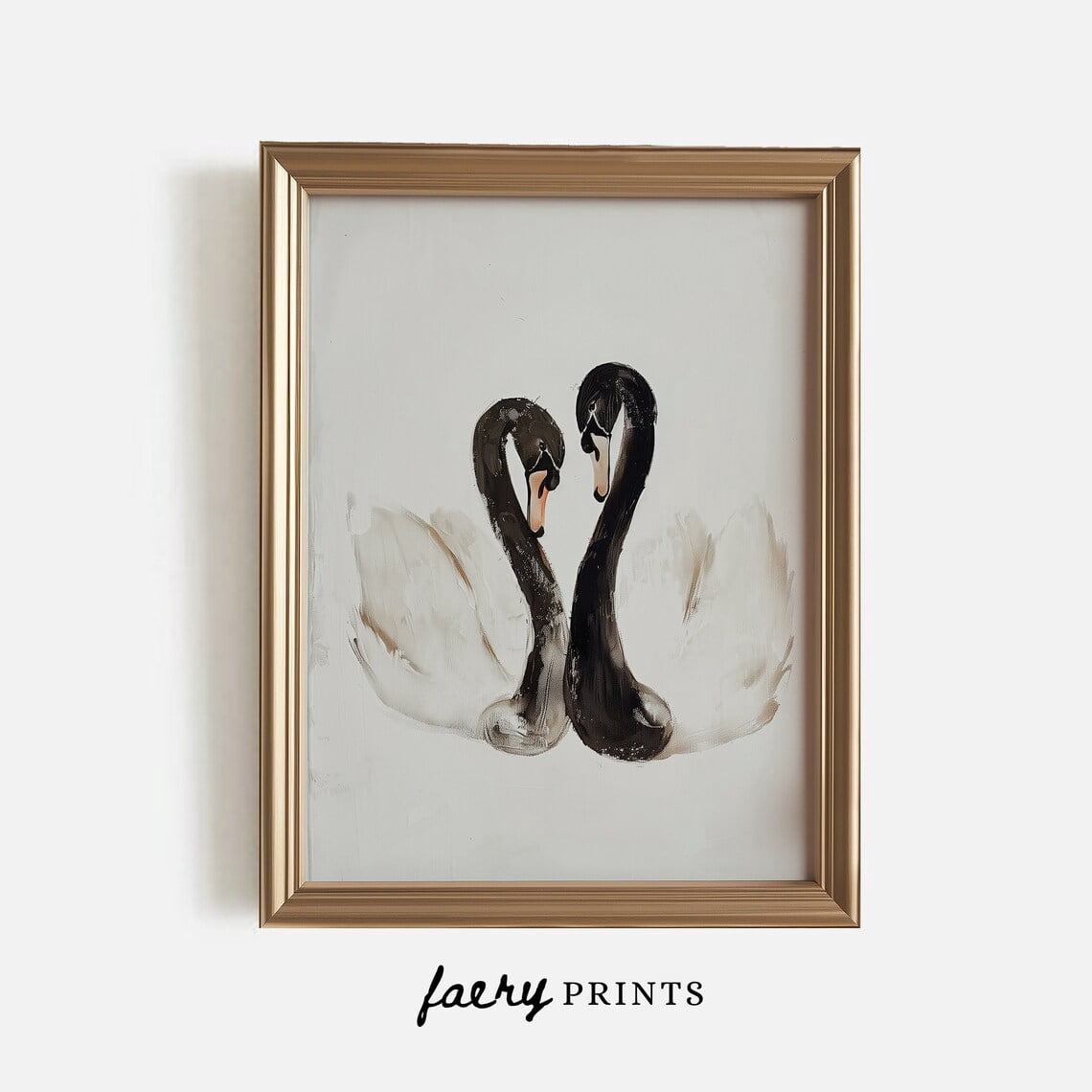 Modroom Swan Wall Art Print In Monochromatic Tones | Vintage Neutral ...