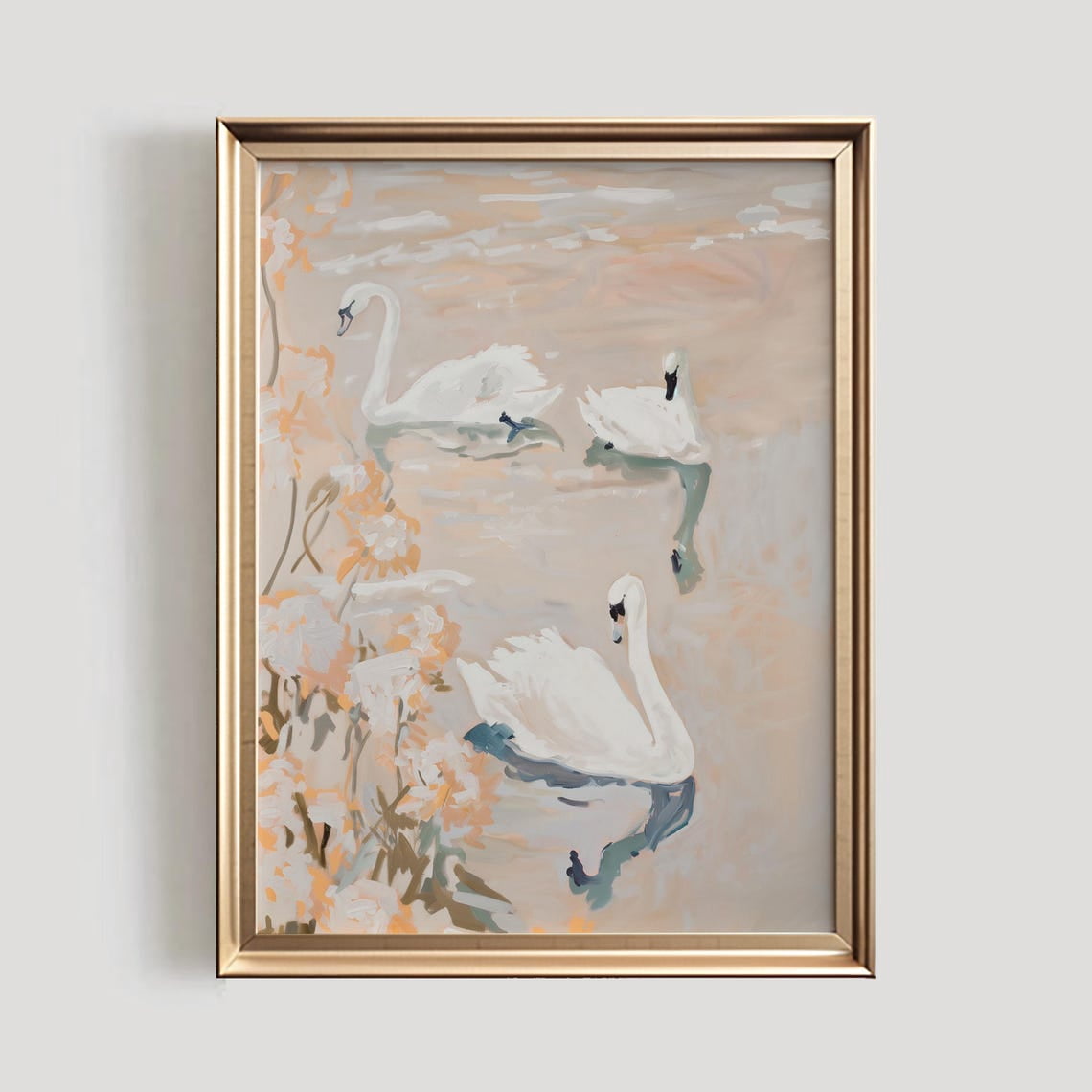 Modroom Swan Wall Art Print | Soft Academia Swan Painting | Pastel Pink ...