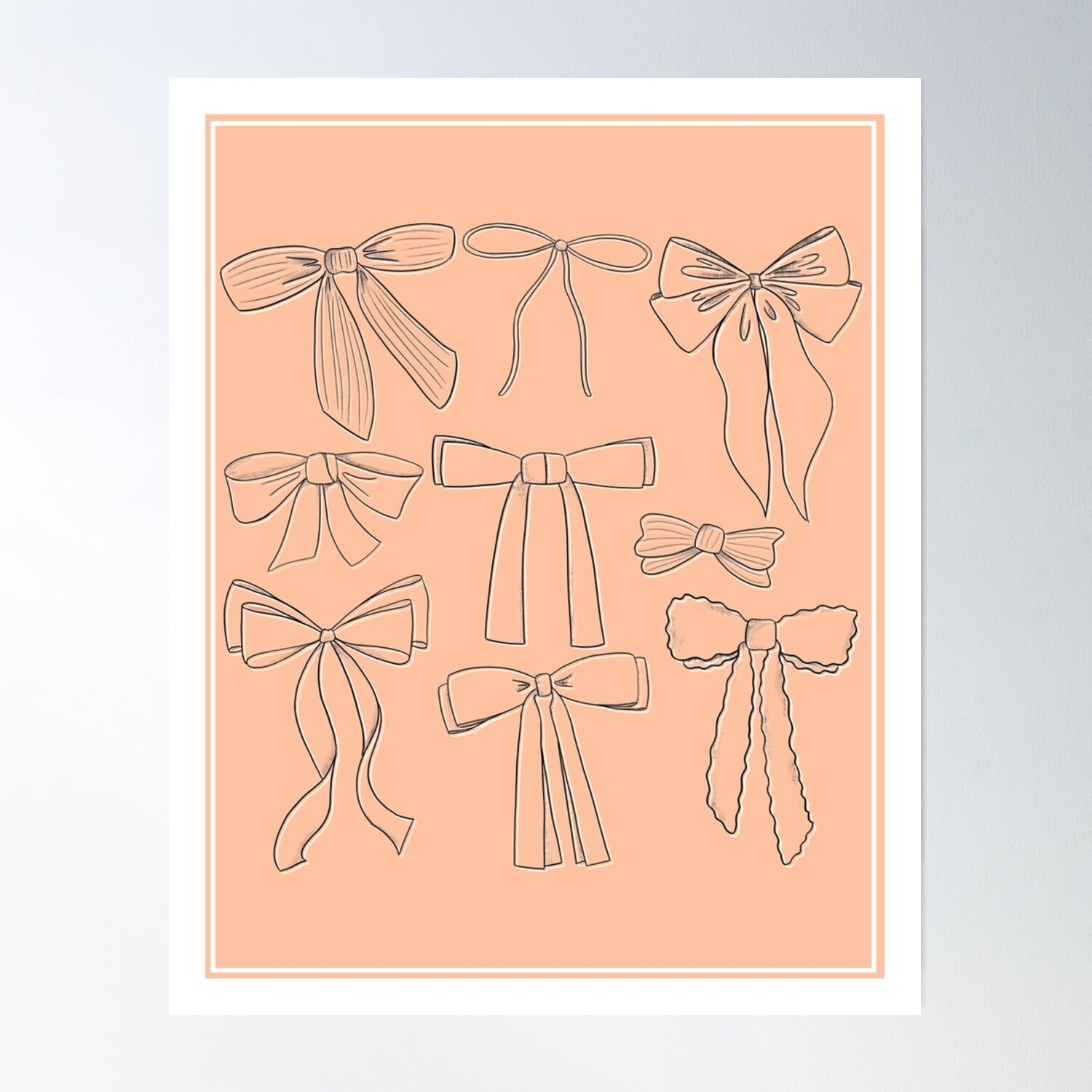 Modroom Sweet Coquette Hand Drawn Bows Poster Wall Art, Modern Wall ...