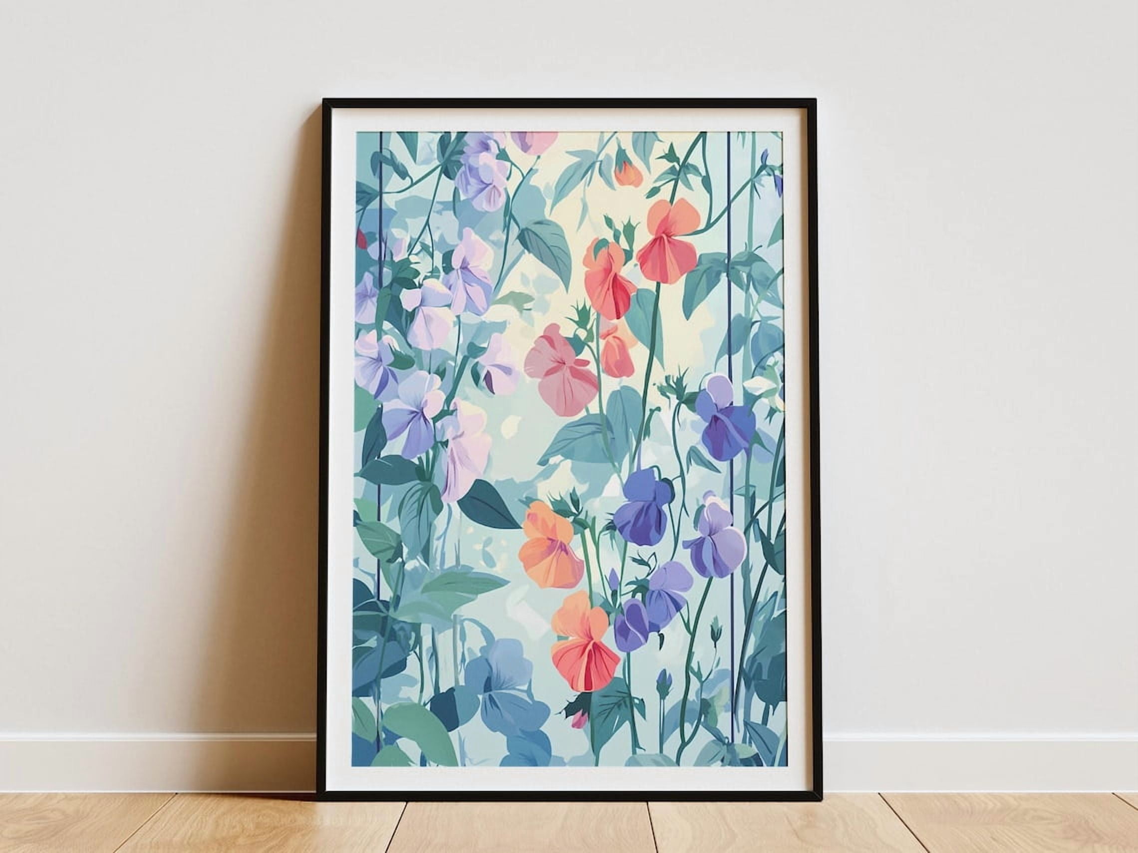 Modroom Sweet Pea Floral Botanical Garden Trellis Poster Print Summer ...