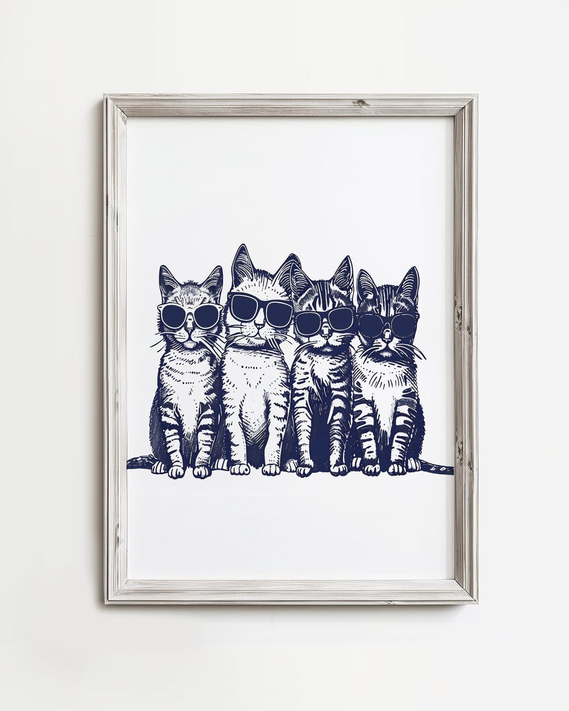 Modroom Tabby Cats In Shades, Beach Cat Art, Whimsical Fun Coastal Cats ...