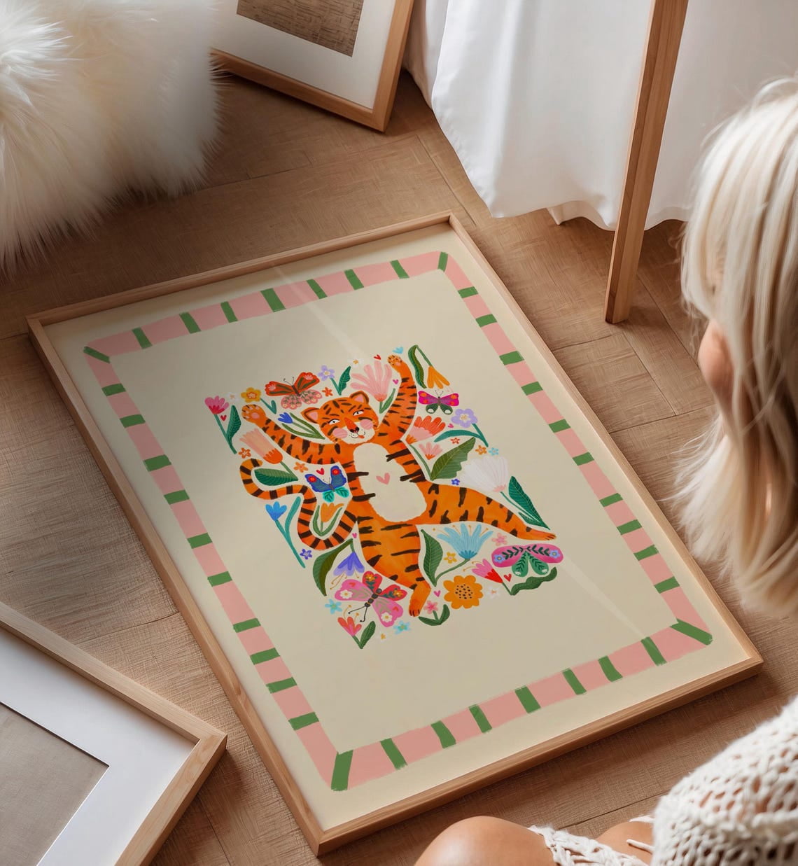 Modroom Tabitha Tiger Poster Jungle Animal Illustration Nursery Wall ...