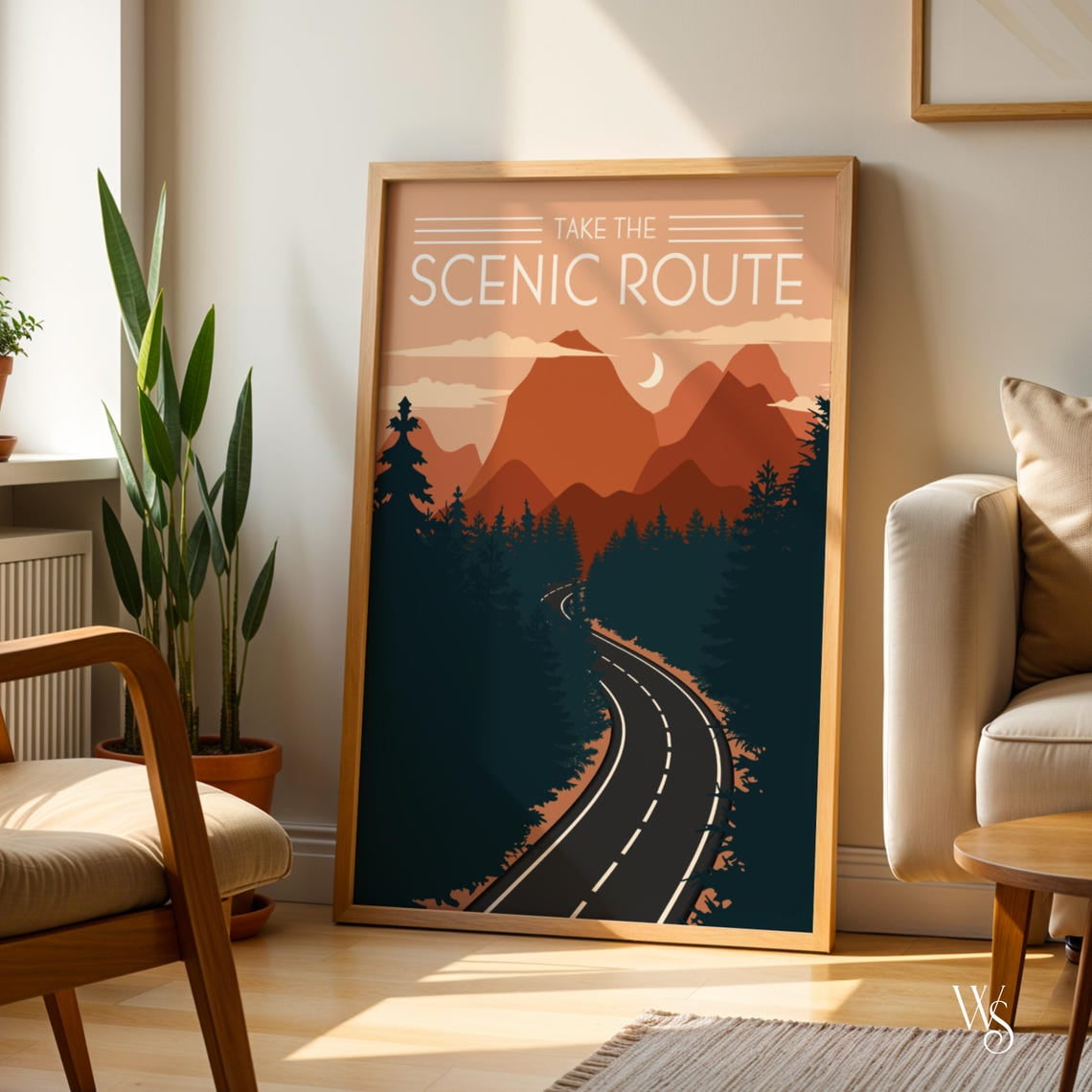 Modroom Take The Scenic Route Poster | Retro Travel Poster | Vintage ...