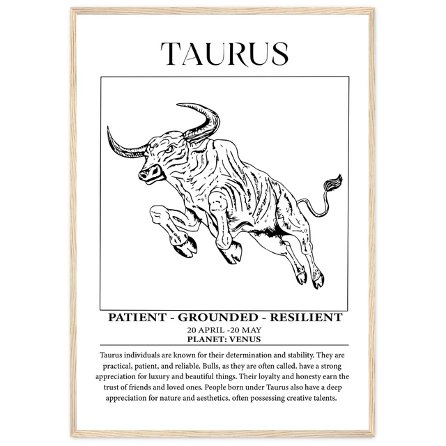 Modroom Taurus Poster Taurus Gifts Taurus Zodiac Print Taurus Birthday ...