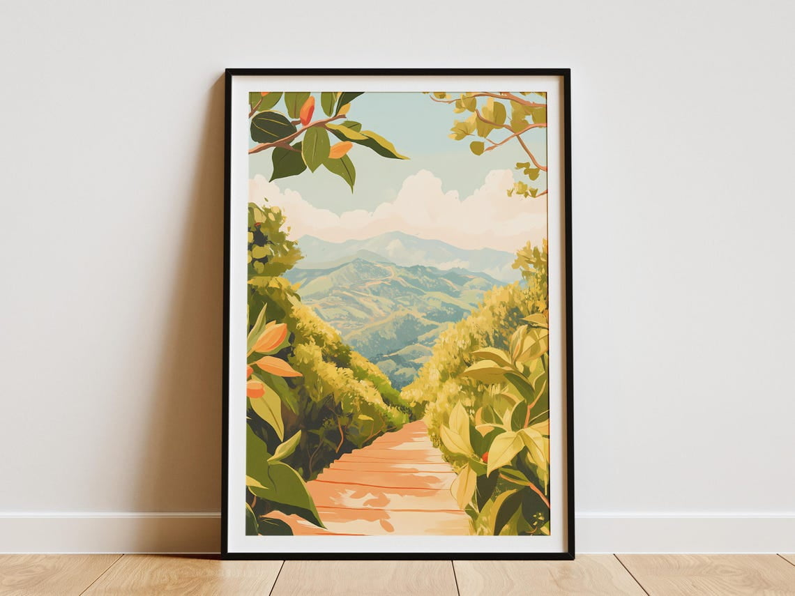 Modroom Tea Plantation Poster Mist Over Tea Fields Green Hills ...