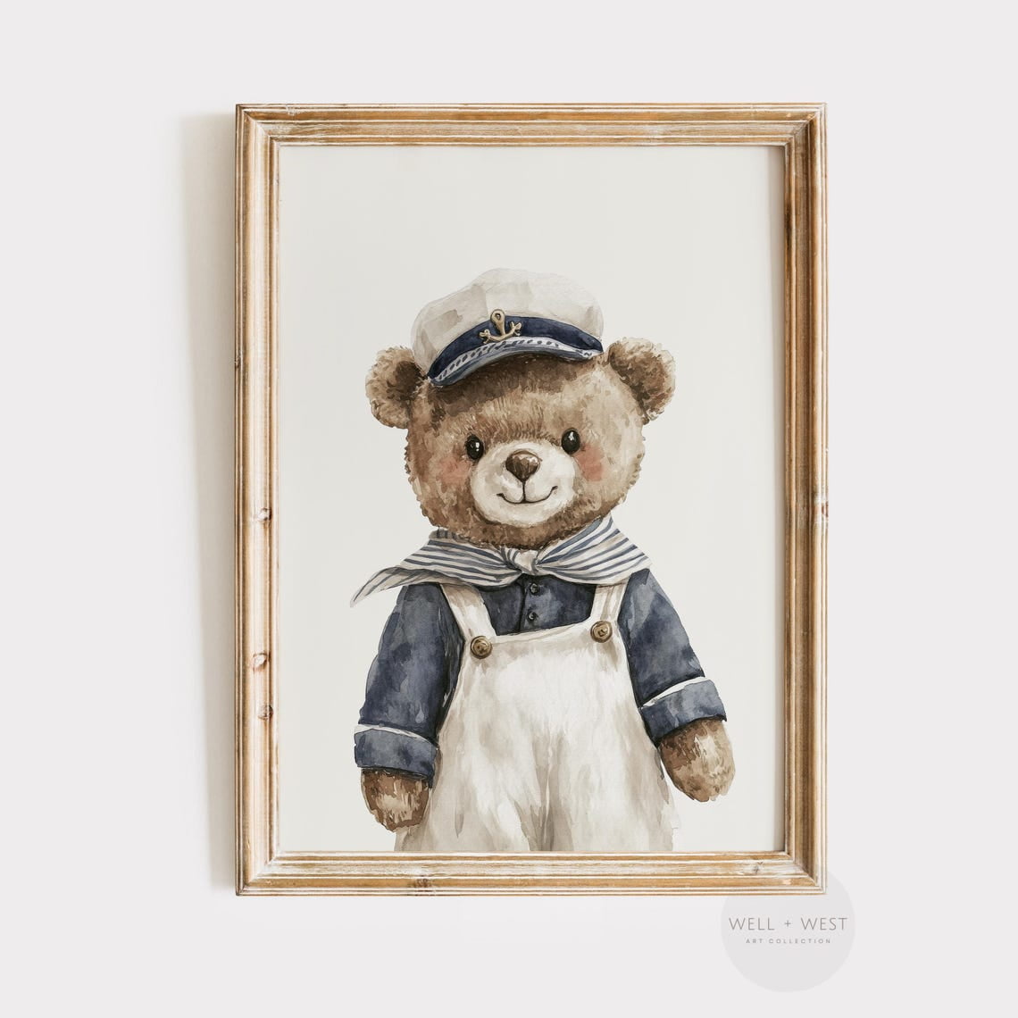 Modroom Teddy Bear Poster, Sailor Art, Navy Coastal Nursery Decor ...