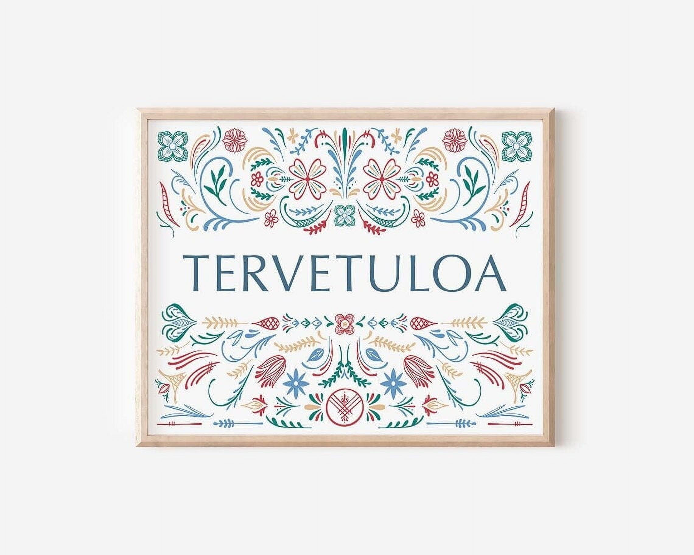 Modroom Tervetuloa Sign, Finnish Welcome Sign, Folk Art, Finnish Print ...