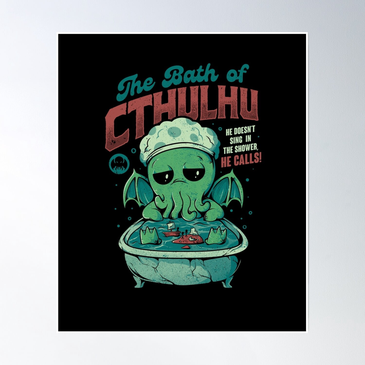 Modroom The Bath Of Cthulhu - Funny Horror Monster Gift Poster Wall Art ...