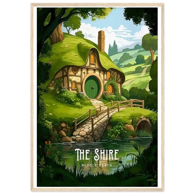 Modroom The Shire Middle Earth Framed Wall Art Lord Of The Rings Poster ...