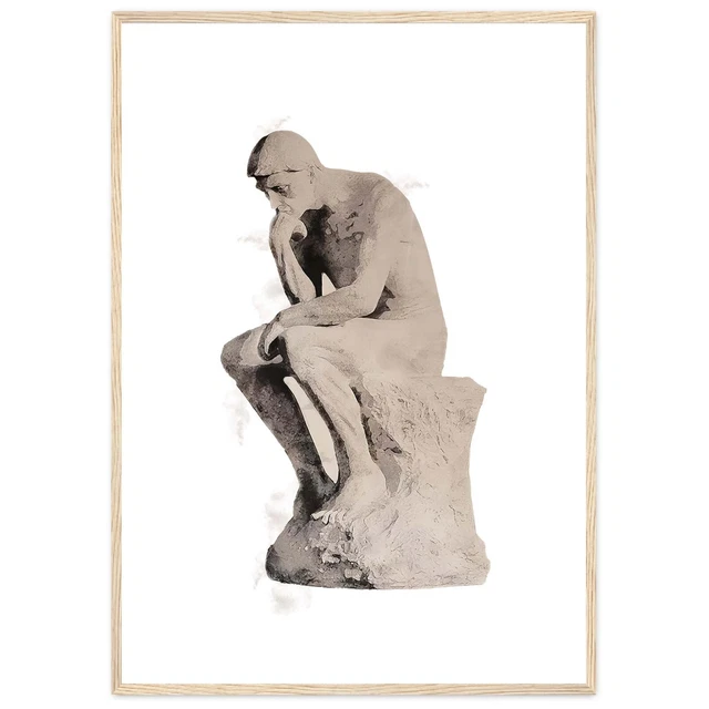 Modroom The Thinker Thinking Man Drawing Art Wall Decor Minimal Drawing ...