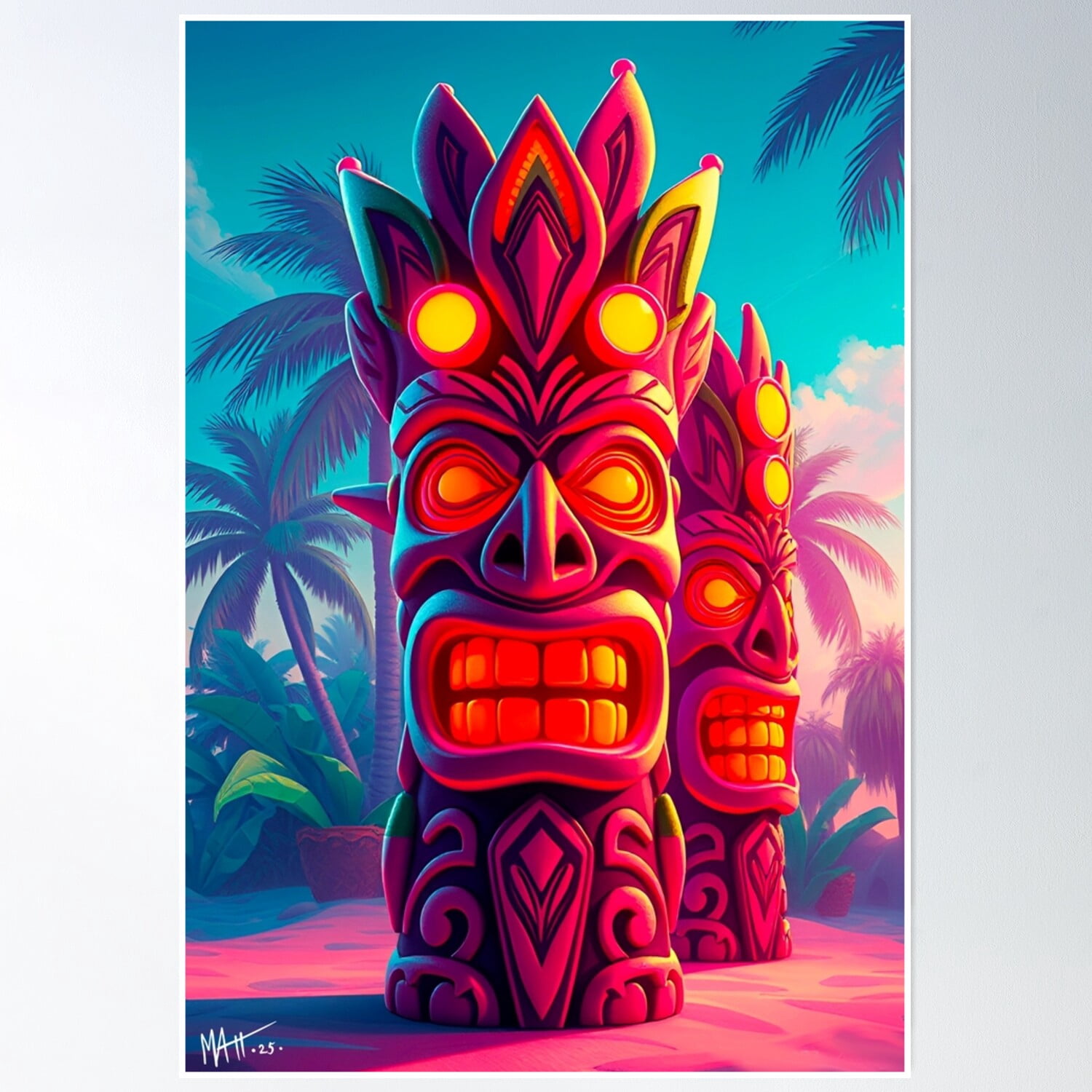 Modroom Tiki Totem Poster Wall Art, Modern Wall Decor, 16x24 UNFRAMED ...