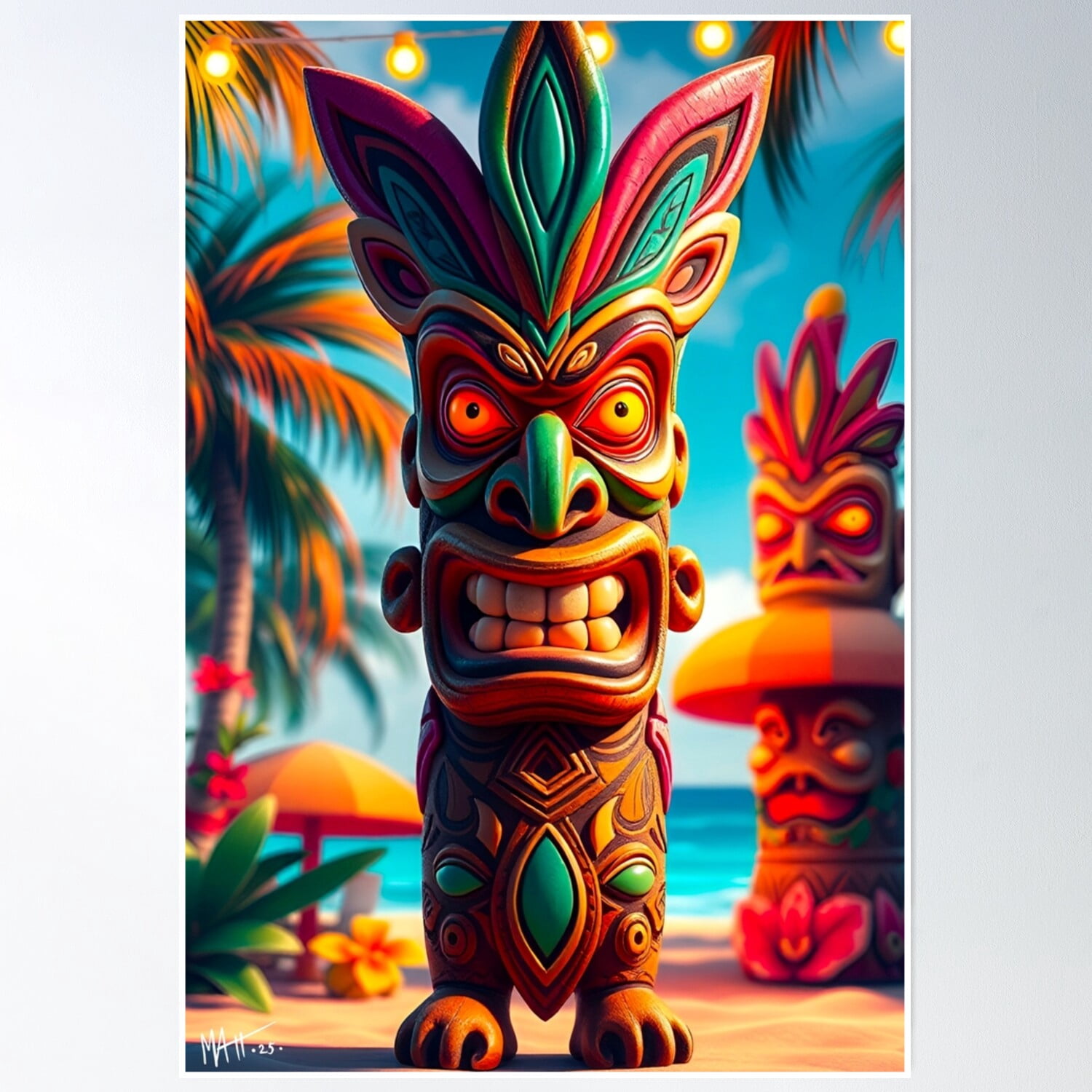 Modroom Tiki Totem Poster Wall Art, Modern Wall Decor, 24x36 UNFRAMED ...