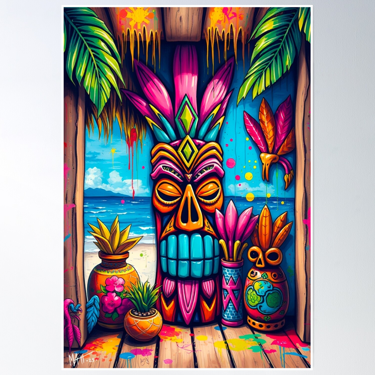 Modroom Tiki Totem Poster Wall Art, Modern Wall Decor, 8x12 UNFRAMED ...