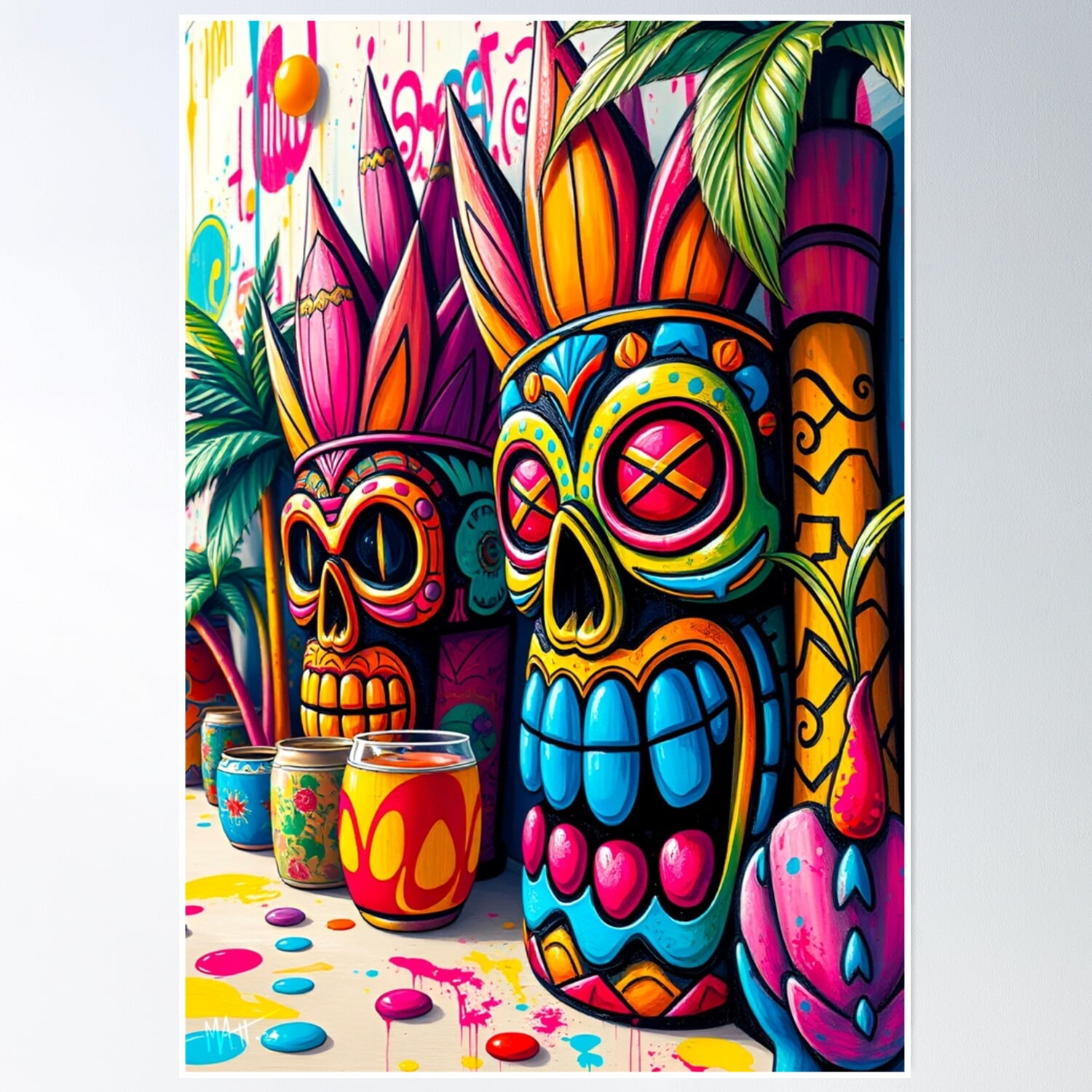 Modroom Tiki Totem Poster Wall Art, Modern Wall Decor, 8x12 UNFRAMED ...