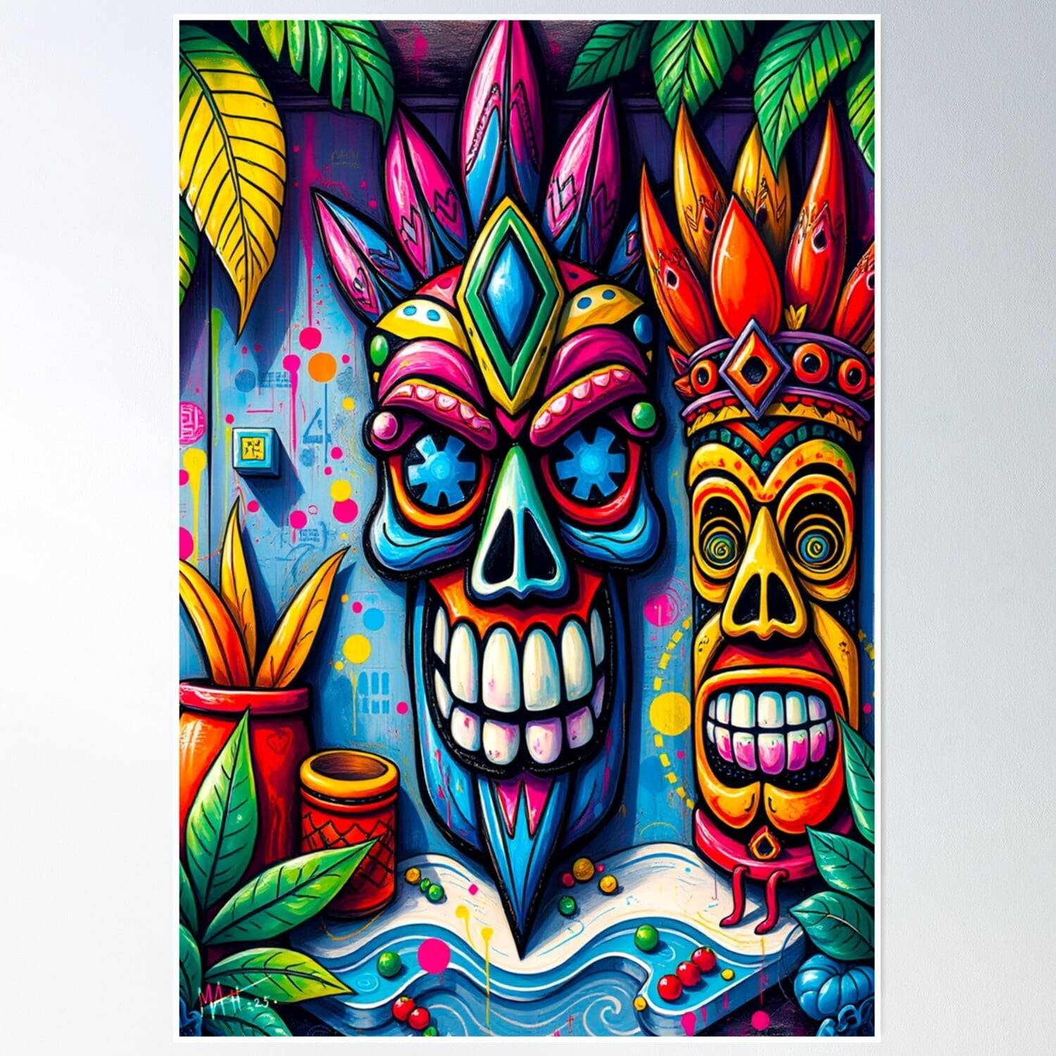 Modroom Tiki Totems Poster Wall Art, Modern Wall Decor, 8x12 UNFRAMED ...