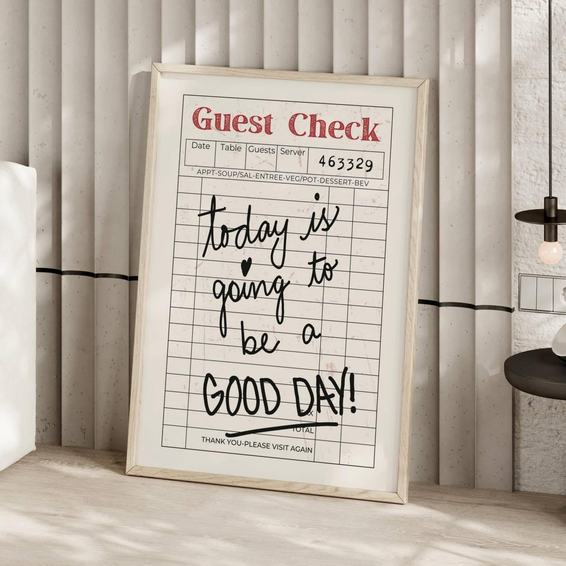 Modroom Today Is Going To Be Good Day Print Guest Check Poster Motivational Quote Print Retro ...