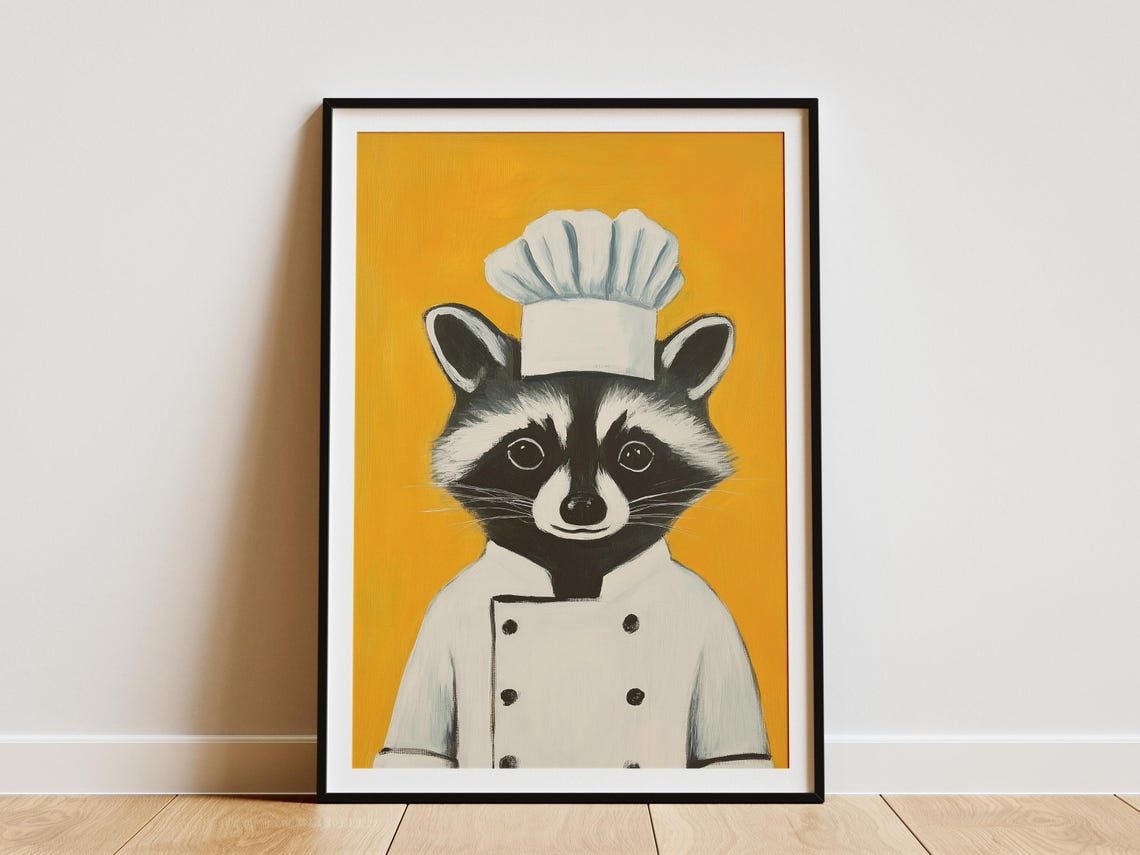 Modroom Trash Panda Chef Animal Poster Kitchen Decor Whimsical Poster ...