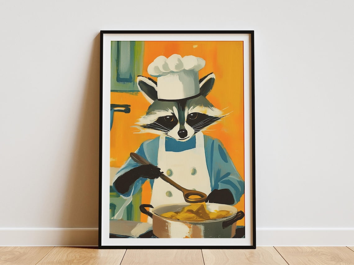Modroom Trash Panda Chef Cooking Poster Kitchen Art Animal Chef Poster ...