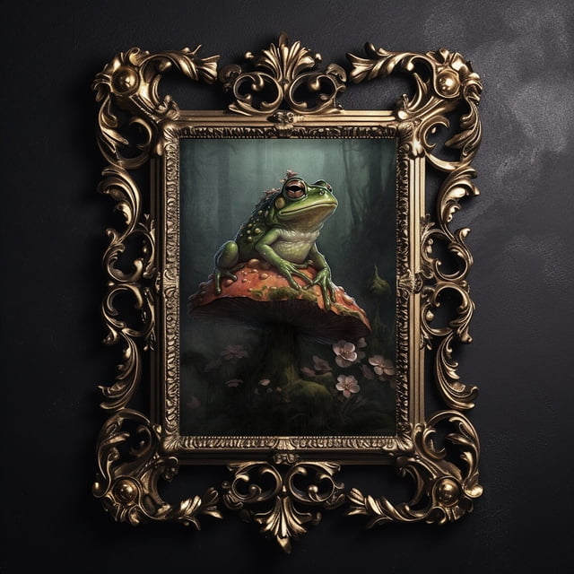 Modroom Tree Frog in Enchanted Forest Poster, Woodland Botanical ...