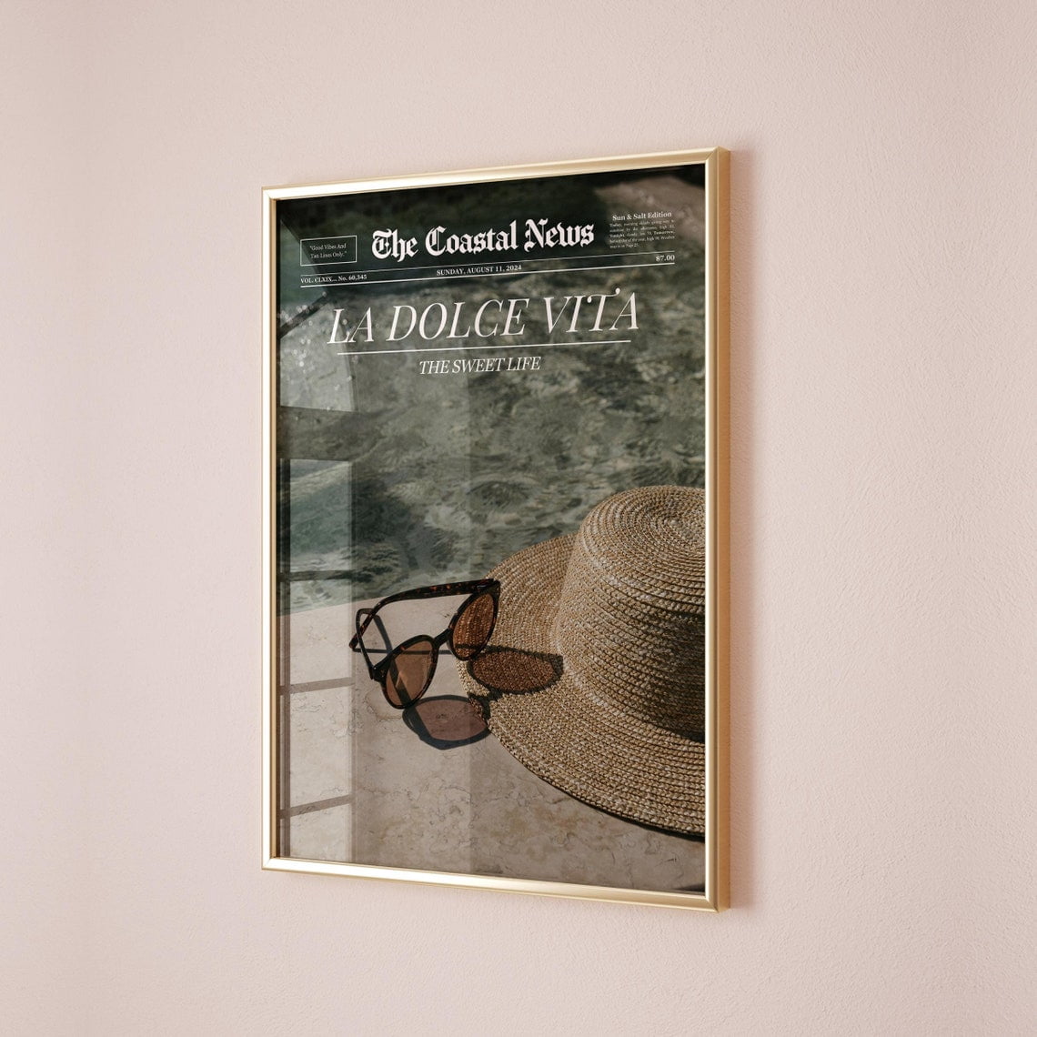 Modroom Trendy Coastal Newspaper Print La Dolce Vita Poster Retro Wall ...