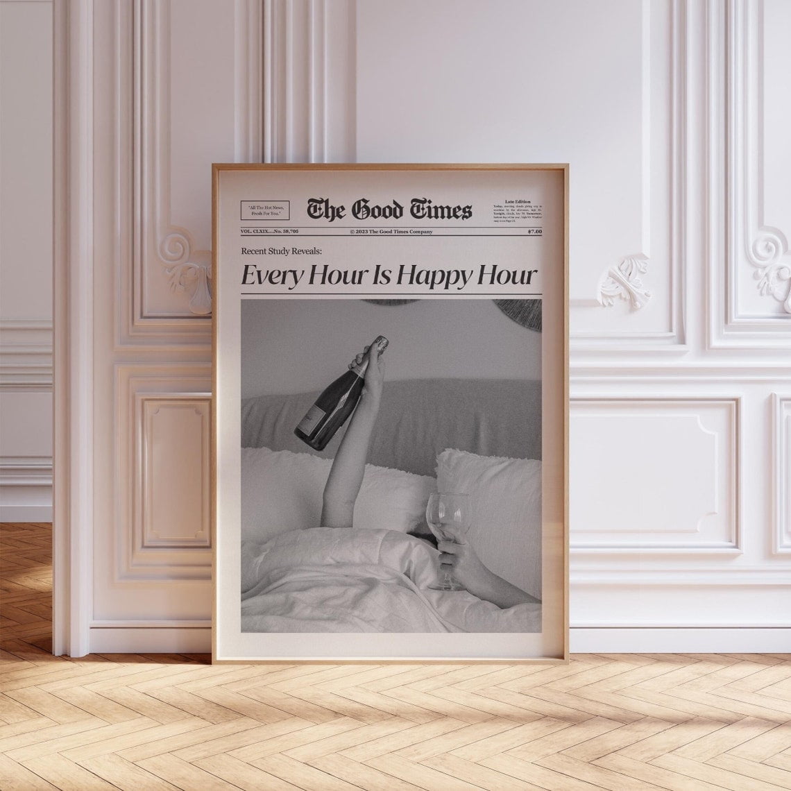 Modroom Trendy Newspaper Print Every Hour Is Happy Hour Poster Girly ...