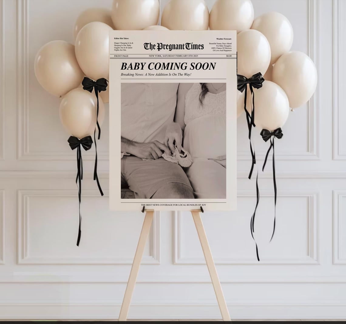 Modroom Trendy Pregnancy Announcement Poster *Front Page News* Magazine ...