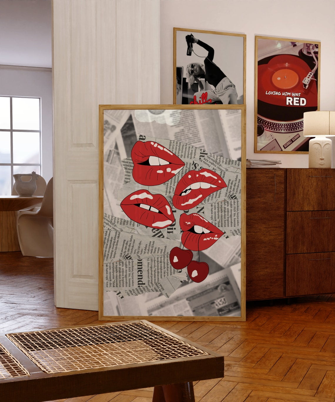 Modroom Trendy Red Lips Poster | Lips Magazine Poster | Red Lips Wall ...