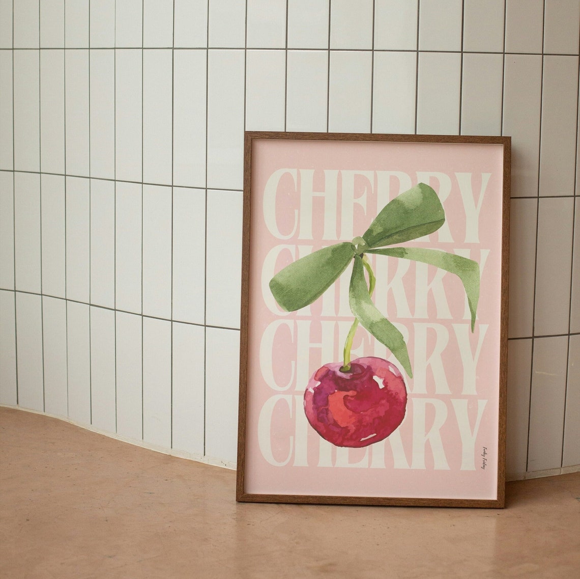 Modroom Trendy Ribbon Bows Wall Art, Cherry Poster, College Apartment ...