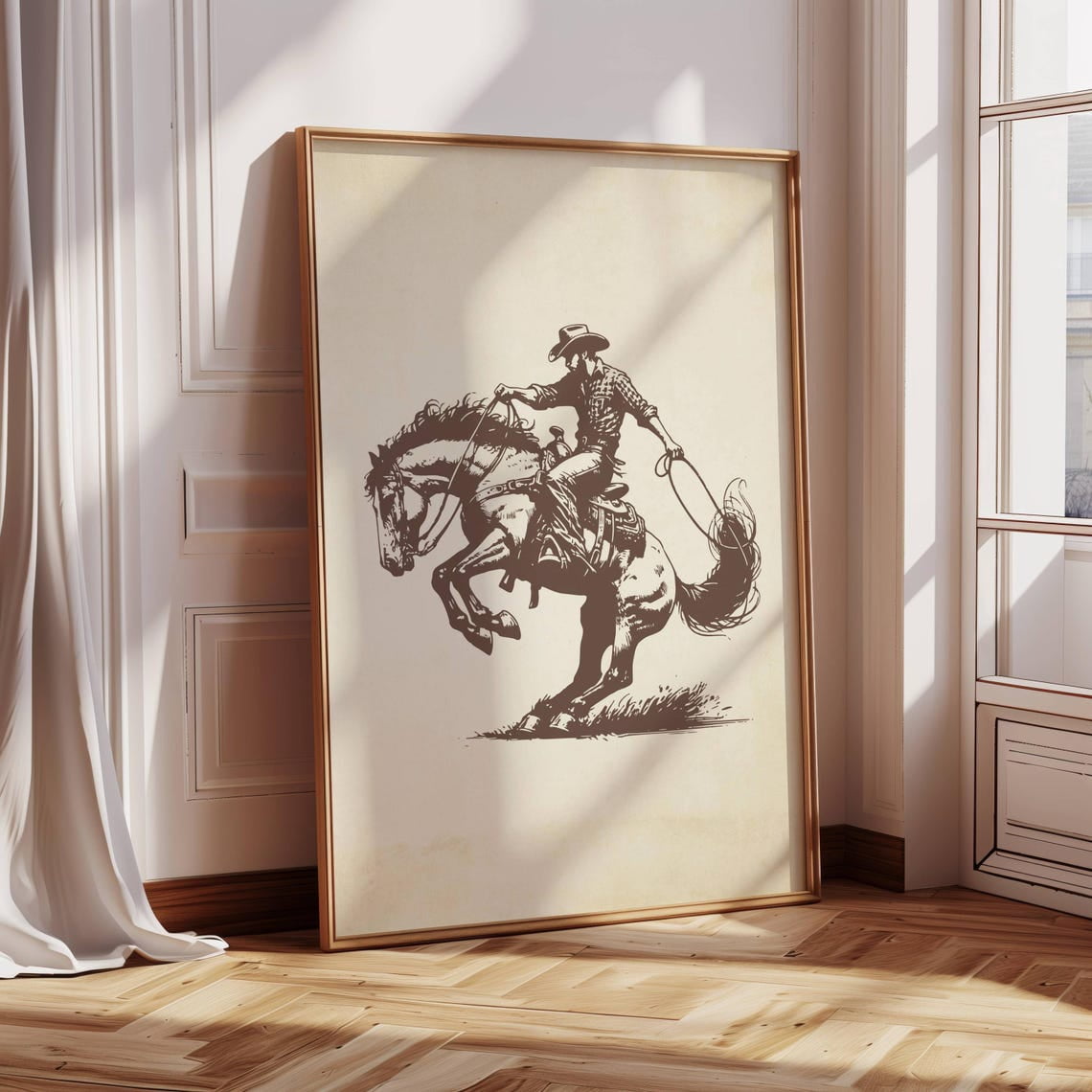 Modroom Trendy Rodeo Wall Art, Bucking Bronco Print, Western Cowboy ...