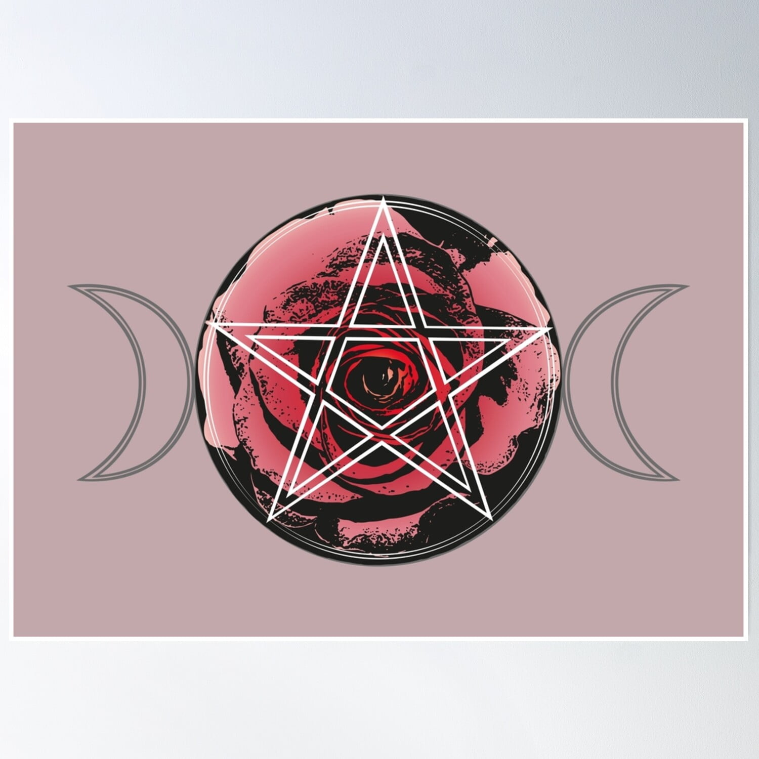 Modroom Triple Moon Triquetra Pentagram Poster Wall Art, Modern Wall ...