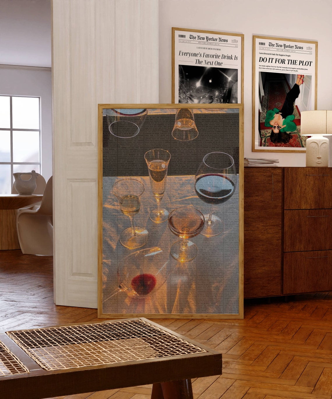 Modroom Trippy Drinks Newspaper Poster, Retro Bar Cart Wall Art, Trippy ...