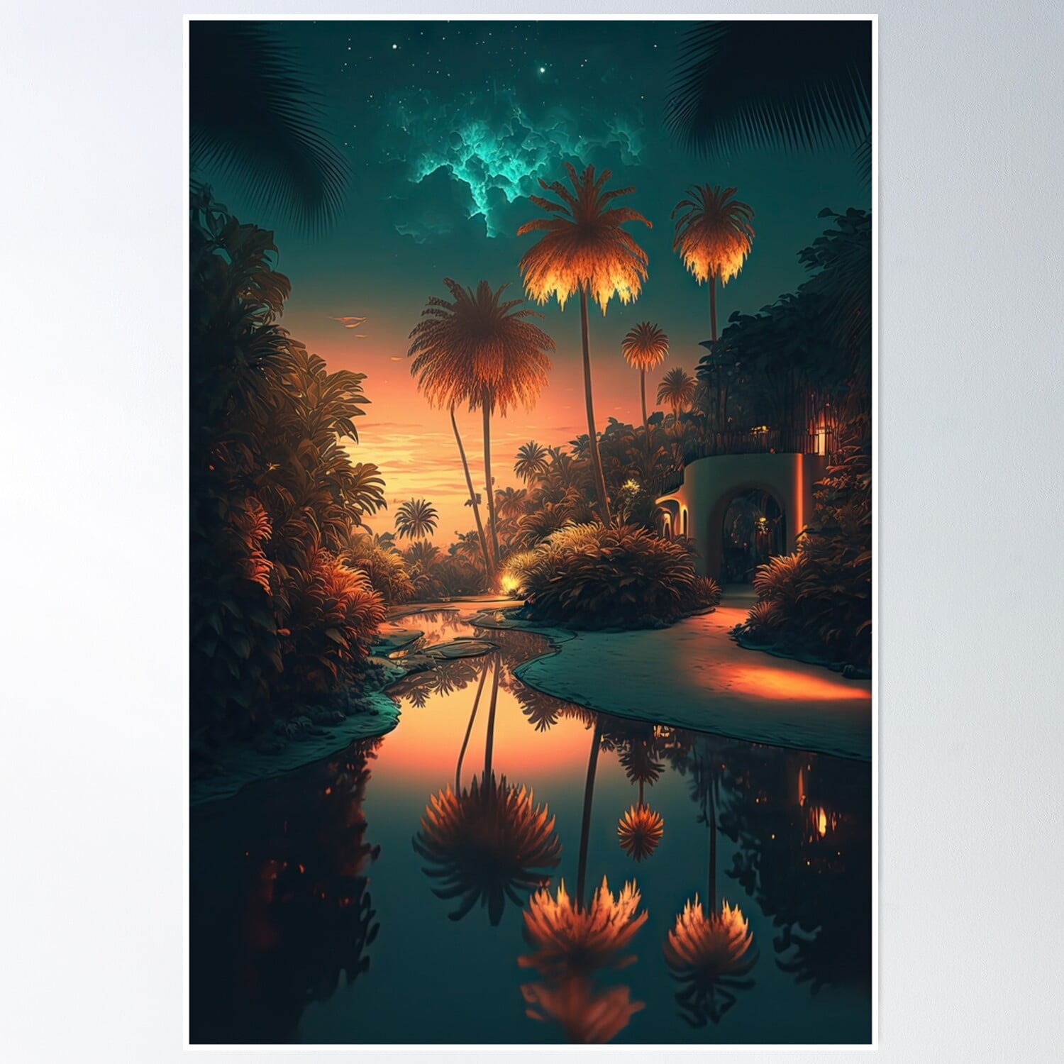 Modroom Tropical Fantasy Paradise Poster Wall Art, Modern Wall Decor ...
