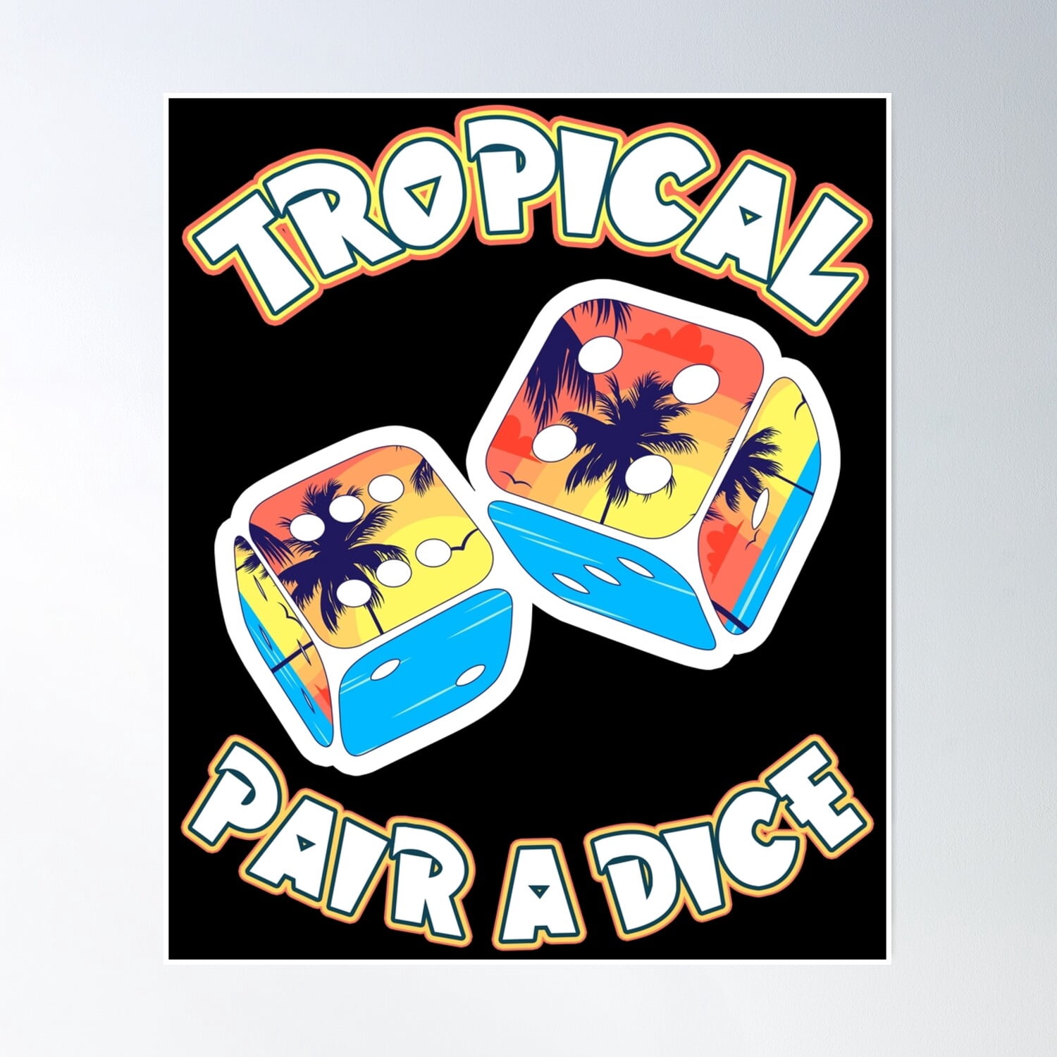 Modroom Tropical Pair A Dice Gambling Paradise Vacation Poster Wall Art ...