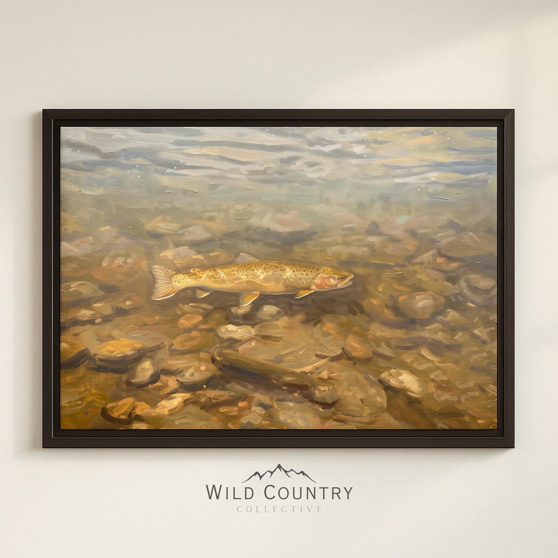 Modroom Trout Fishing Poster Print Vintage Lake Landscape Rustic Cabin ...