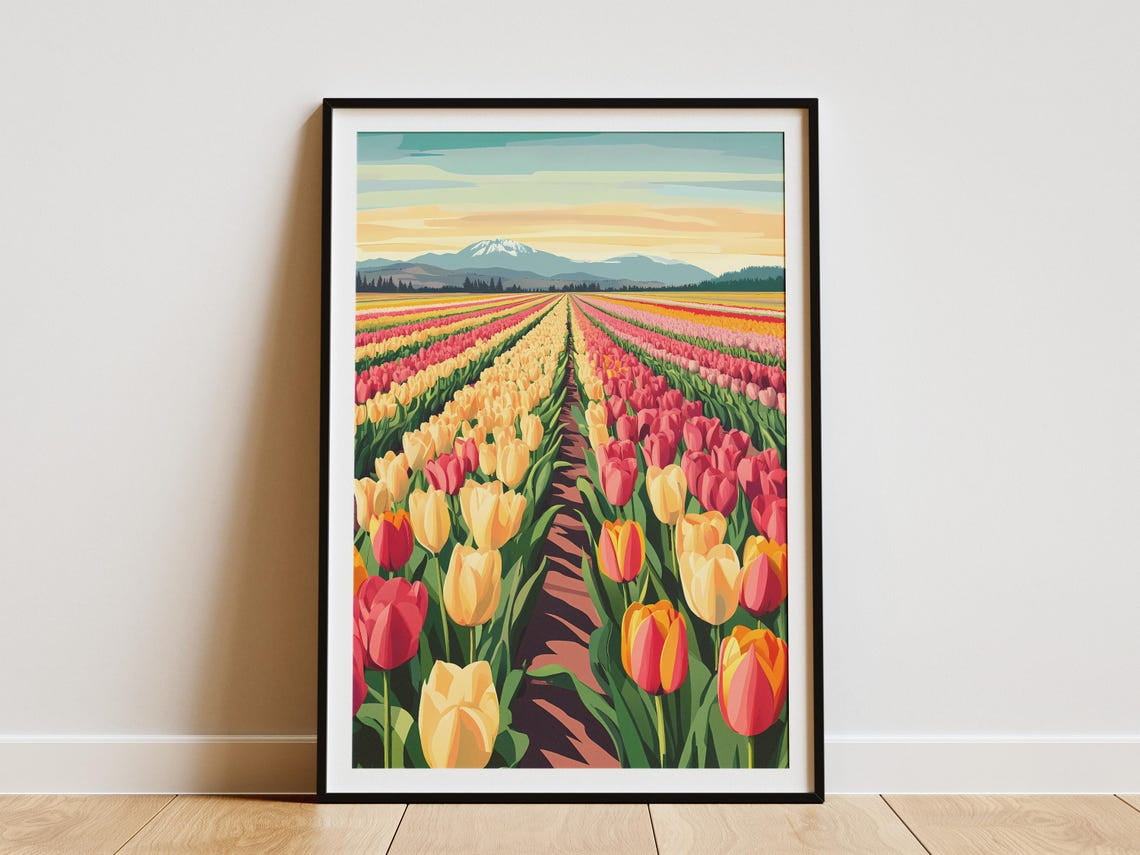Modroom Tulip Fields Poster Spring Flowers Art Print Blooming Tulips In ...