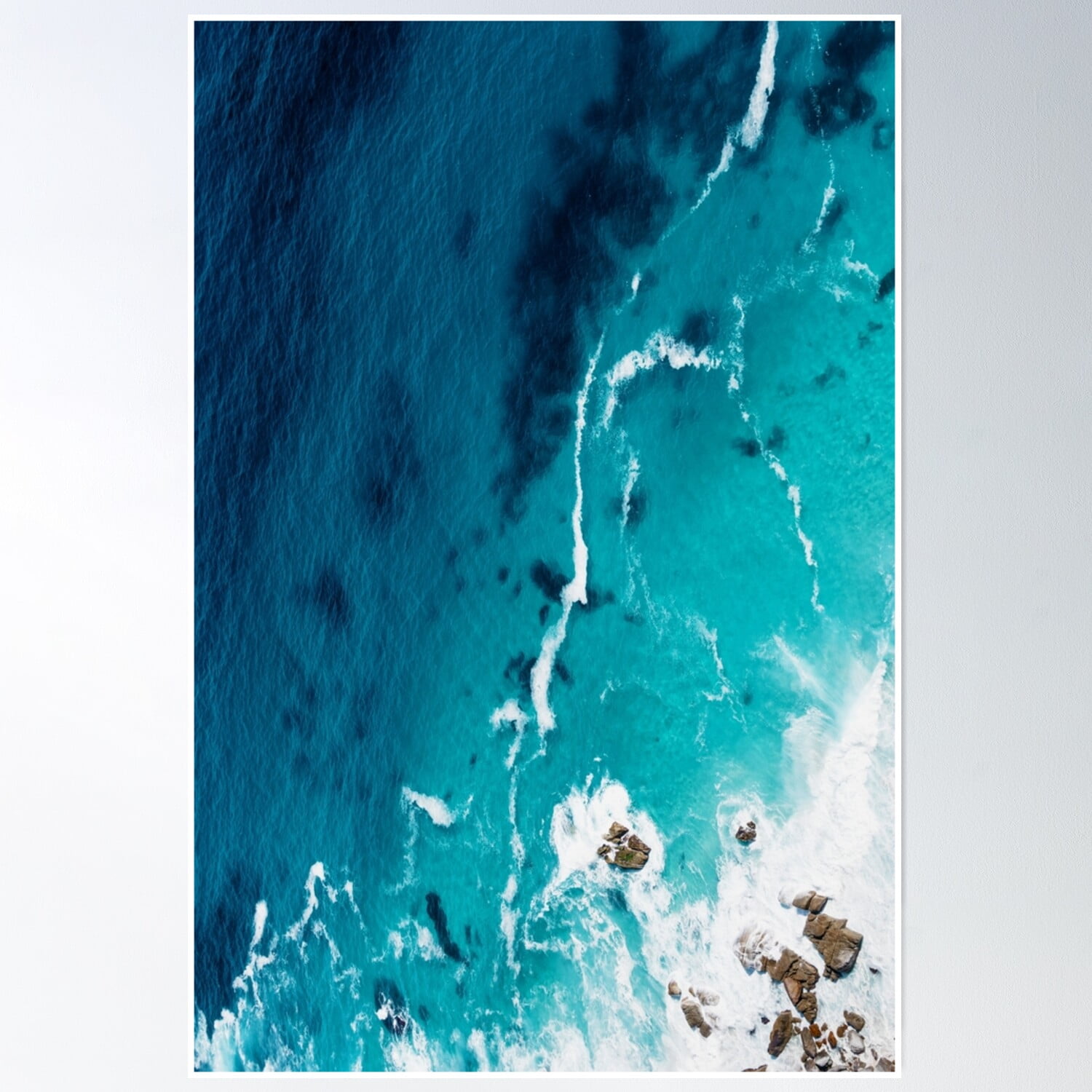 Modroom Turquoise Ocean Shore Poster Wall Art, Modern Wall Decor, 8x12 ...