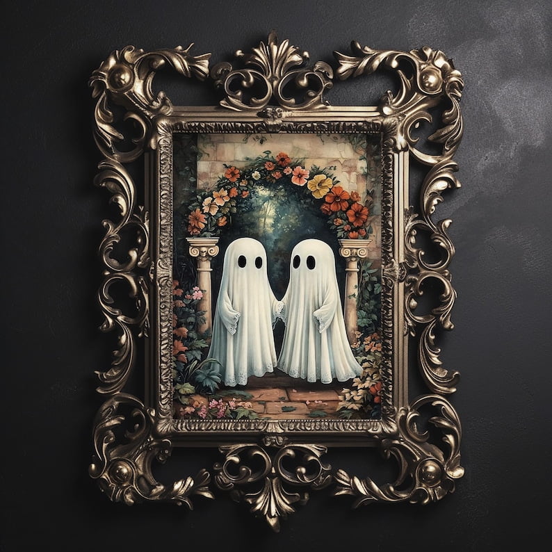 Modroom Two Ghosts in Flower Arch Poster, Romantic Gothic Dark Academia ...